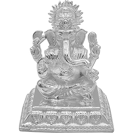 Buy MAA SILVER Pure Silver Lord Ganesh/Ganpatiji Solid Idol/Murti with ...