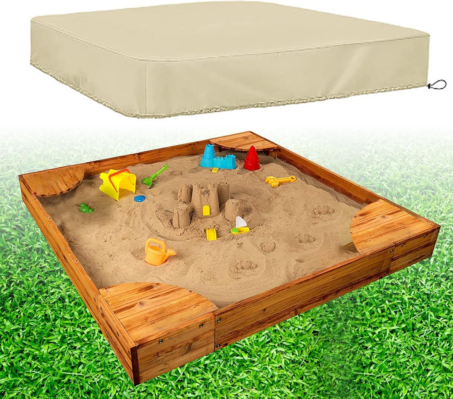 Amazon.com: Hoypeyfiy Sandbox Sandpit Cover, Kids Sandbox Cover for ...