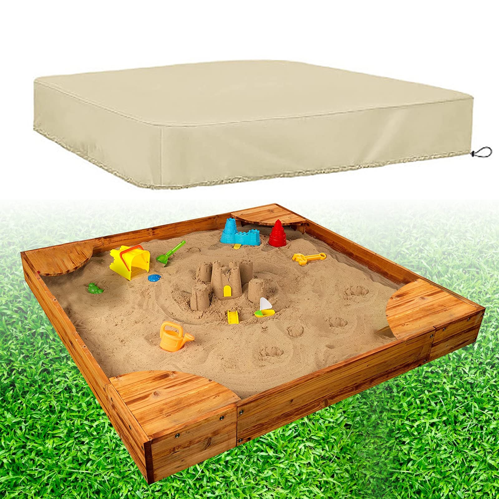 Hoypeyfiy Sandbox Sandpit Cover, Kids Sandbox Cover for Sand and Toys ...
