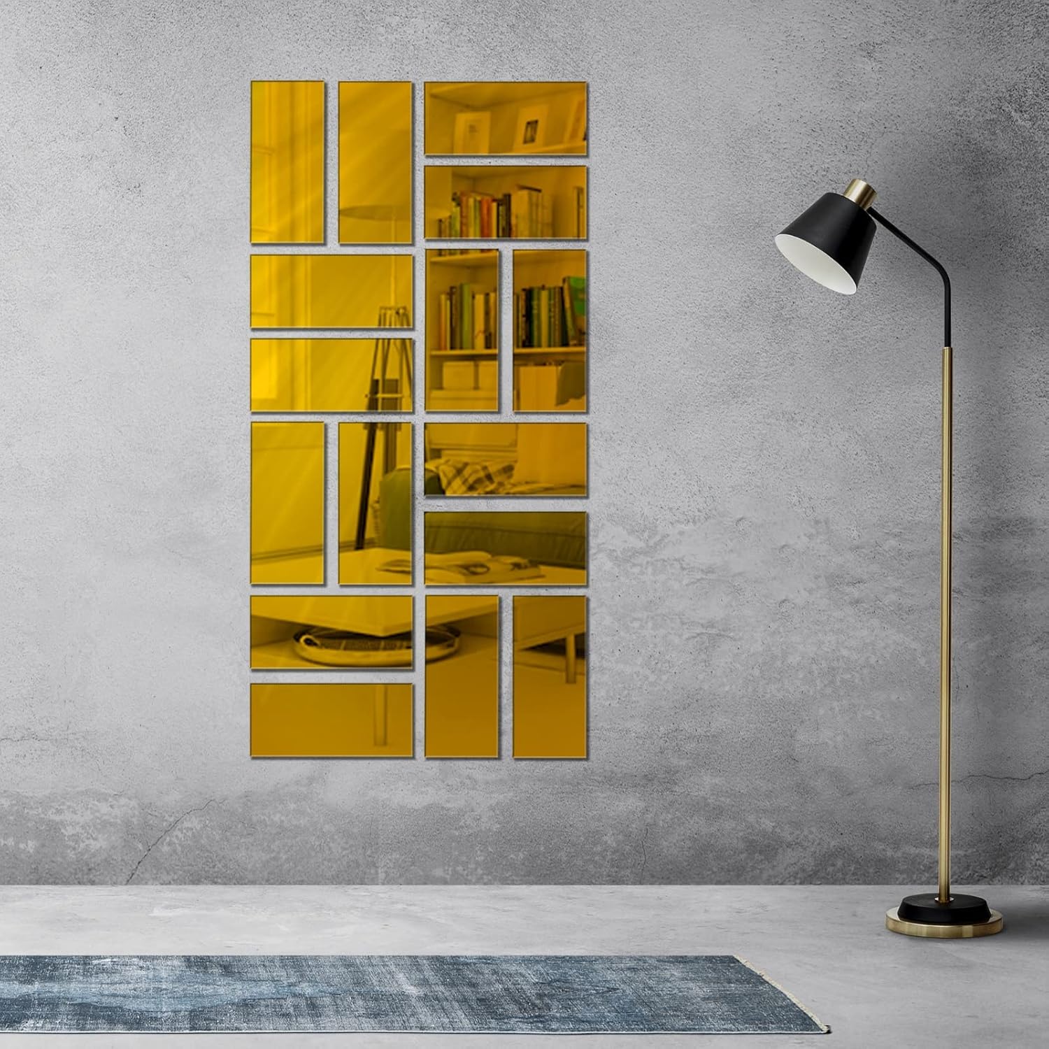 Buy The Seven Colours 3D Golden Decorative Wall Mirror Sticker, Golden ...