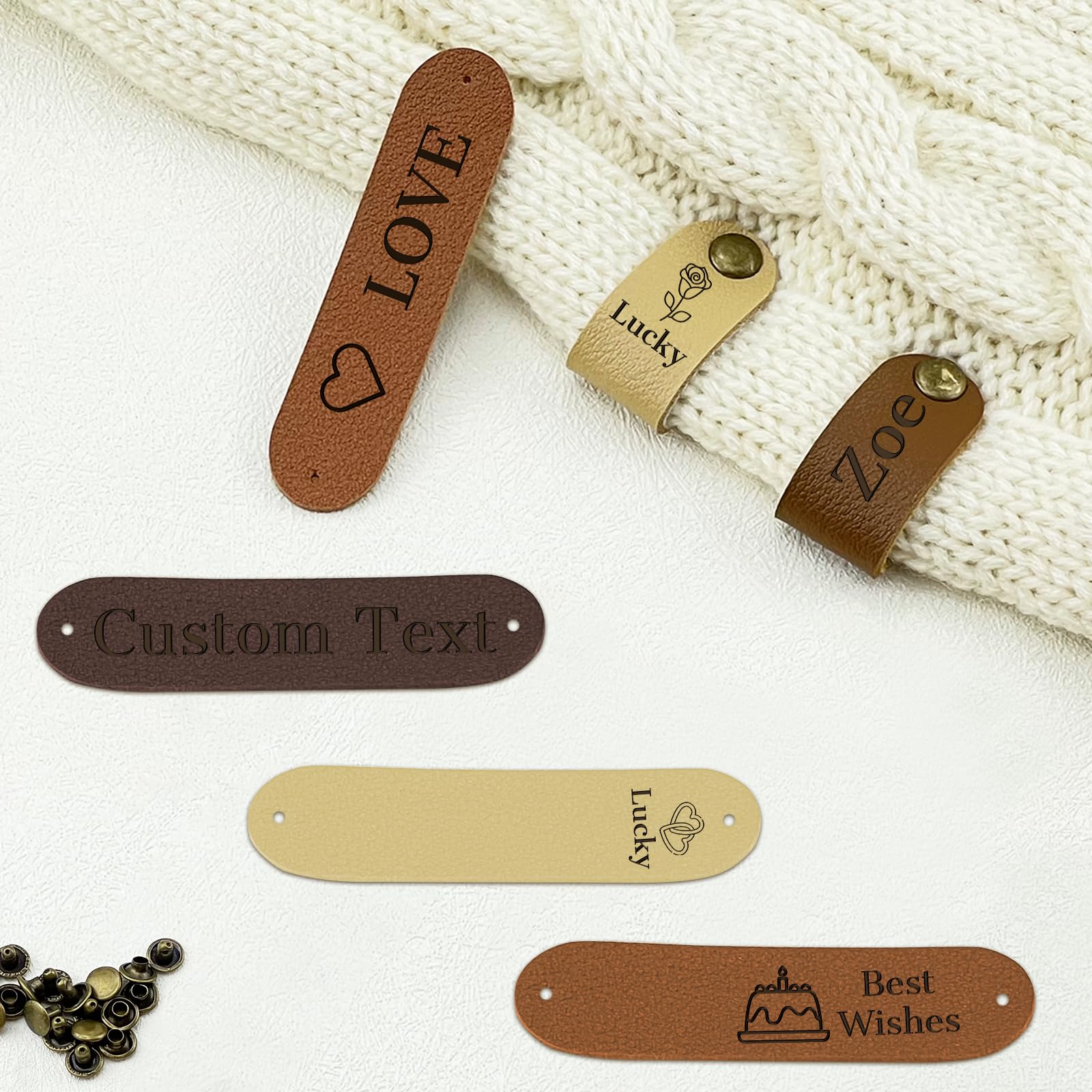 Amazon.com: Syntix 12Pcs Personalized Leather Tags for Handmade Items ...