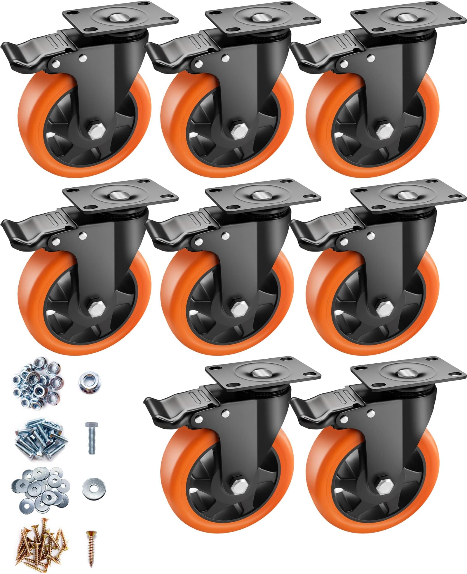 Amazon.com: Casters, 5" Caster Wheels，Casters Set of 8 Heavy Duty ...