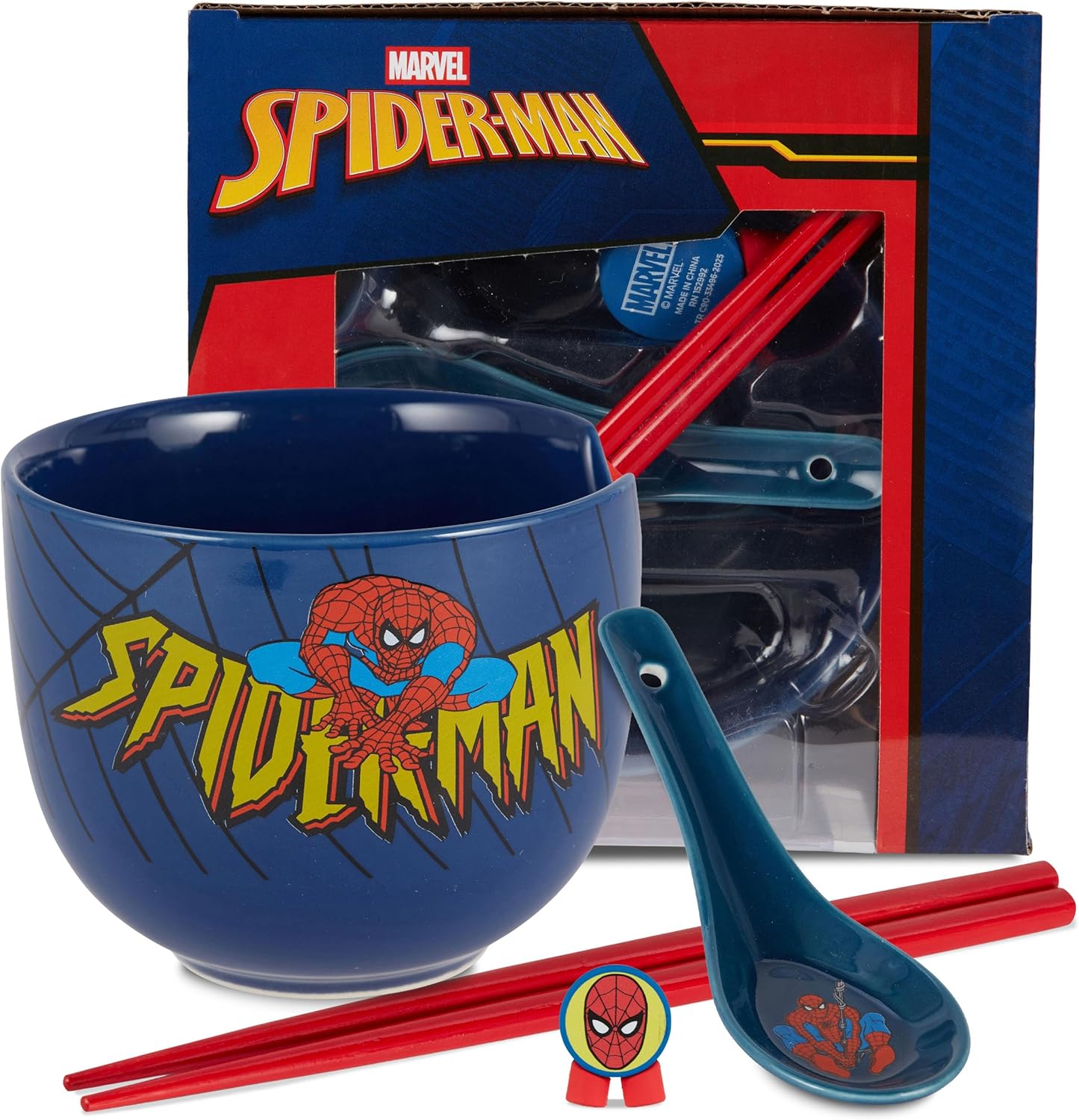 Culture Fly Spider-Man Ramen Bowl Set with Chopsticks and Spoon - 20 oz ...