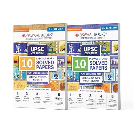 Buy Oswaal UPSC CSE Prelims 10 Previous Years Solved Papers | General Studies | Paper I & II ...