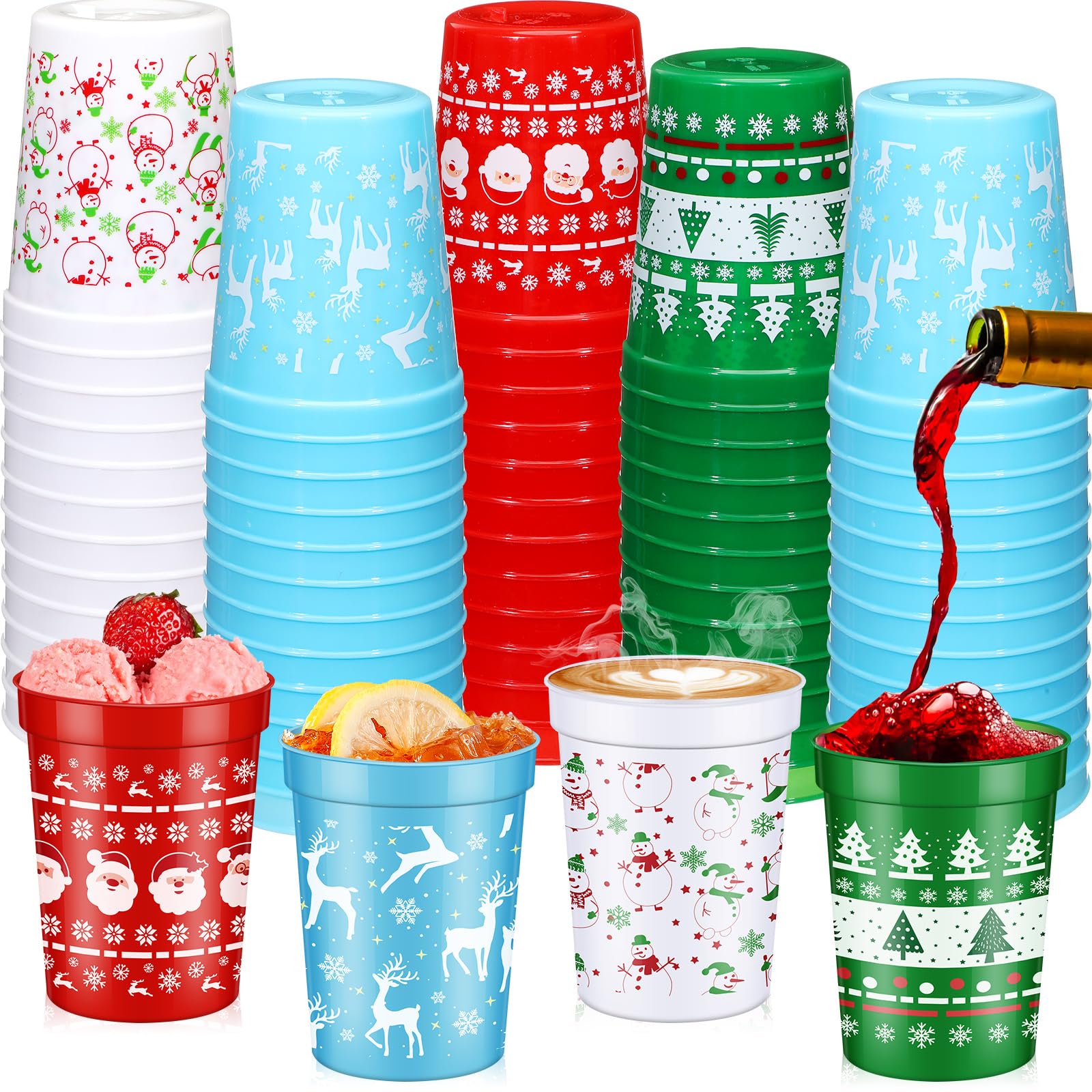 Amazon.com: Sliner 48 Pieces Christmas Plastic Cups Christmas Party ...