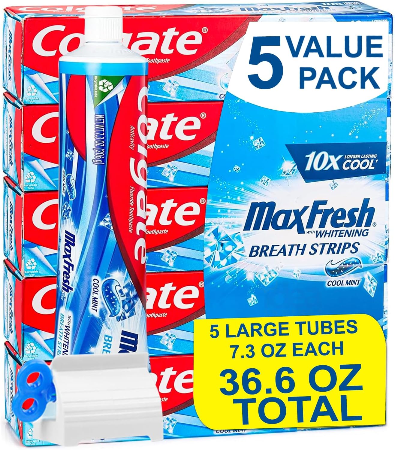 Amazon.com: Max Toothpaste with Mini Breath Strips | Cool Mint | 5 ...