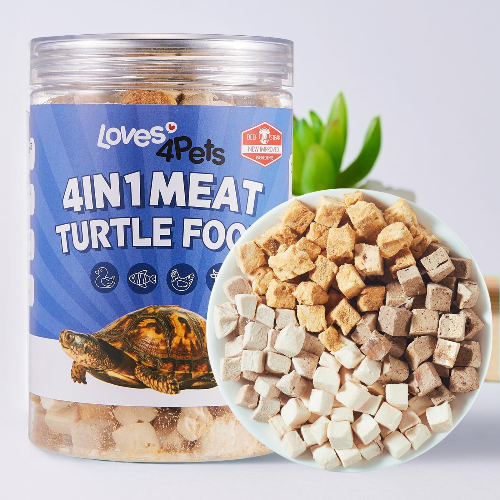 Amazon.com : Loves4Pets Turtle Food - 4 in 1 Natural Freeze-Dried Meat ...
