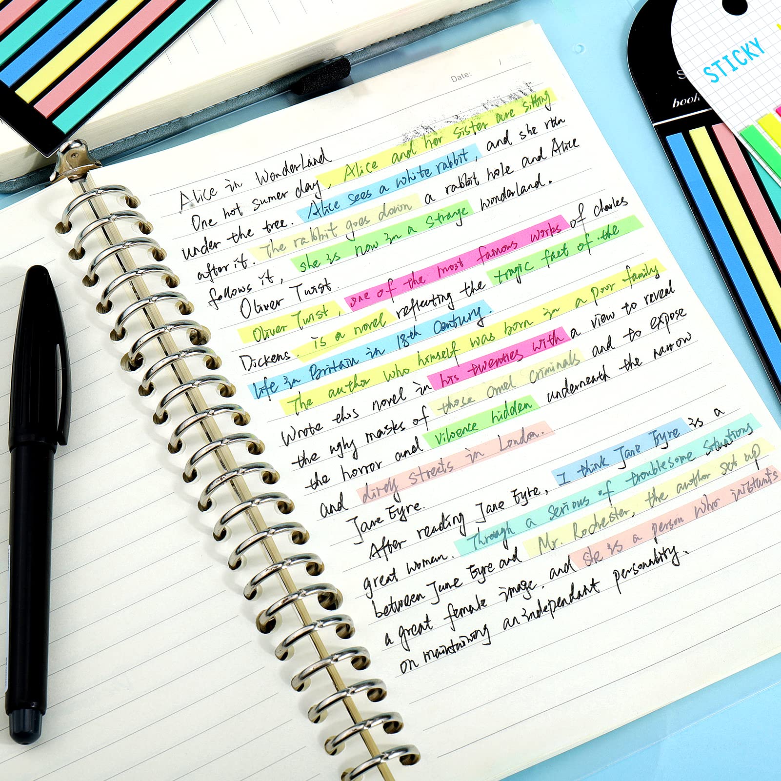 Snapklik.com : 1280Pcs Highlighter Tape, Transparent Sticky Long Page ...