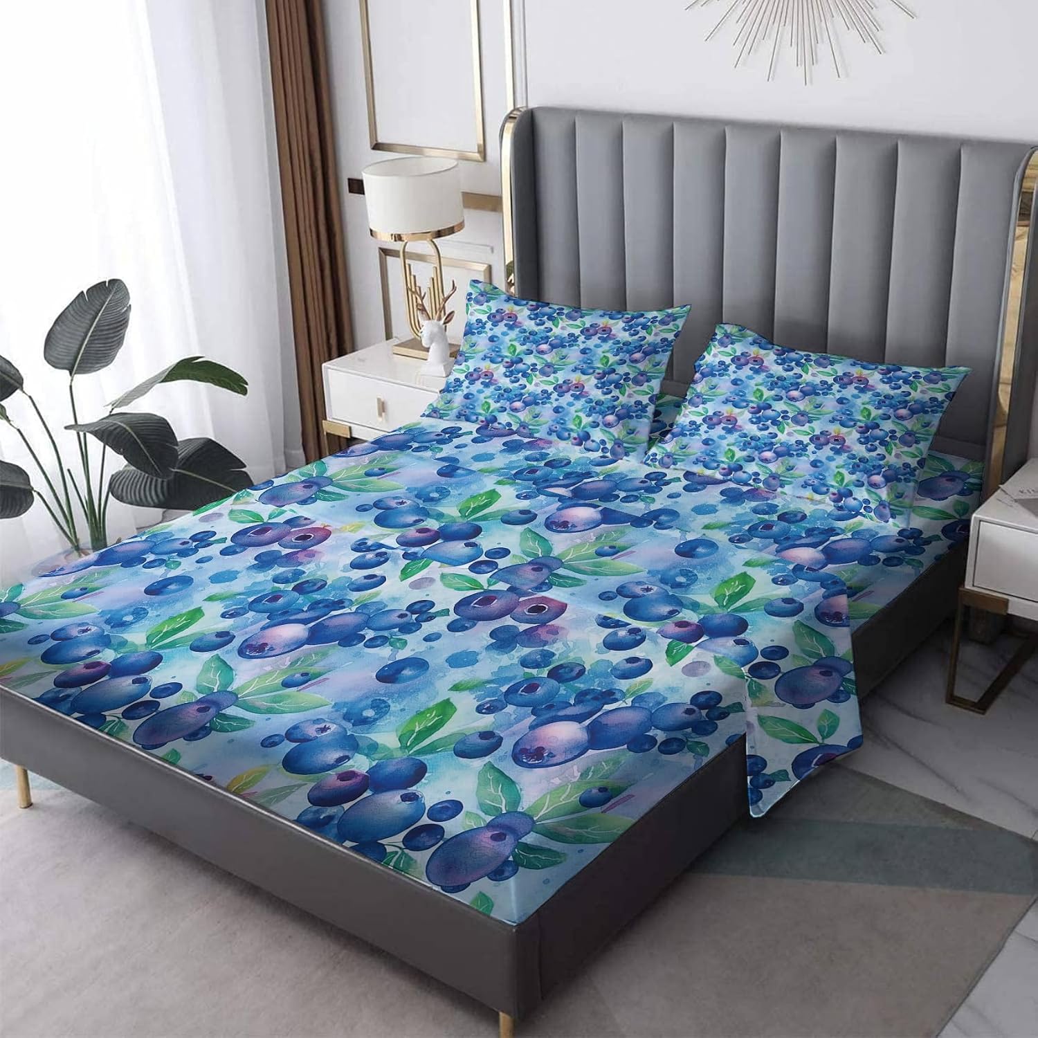Amazon.com: SUWALI Blueberry Full Size Sheet Set - Fruit Sheets - Kid ...