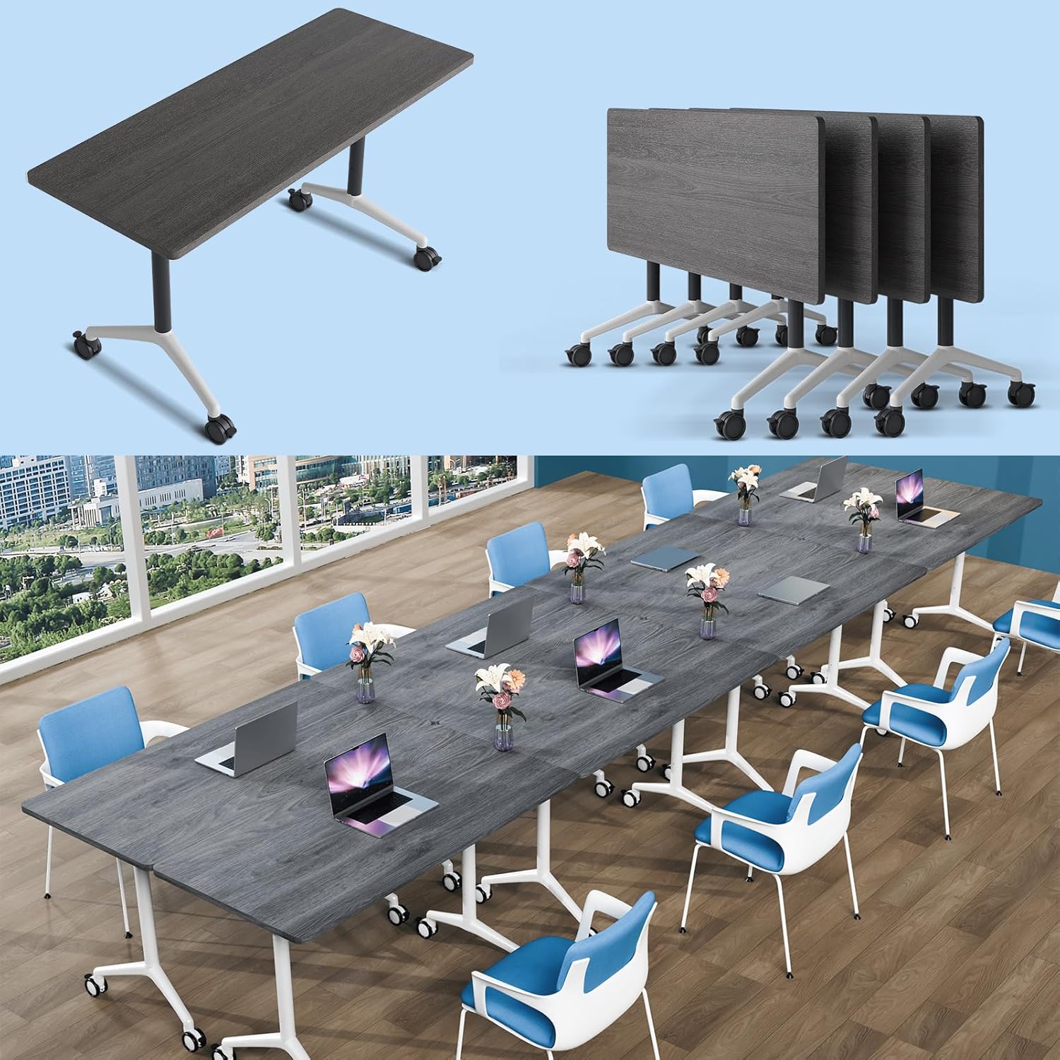 Amazon.com: Folding Conference Table, Conference Room Tables with ...