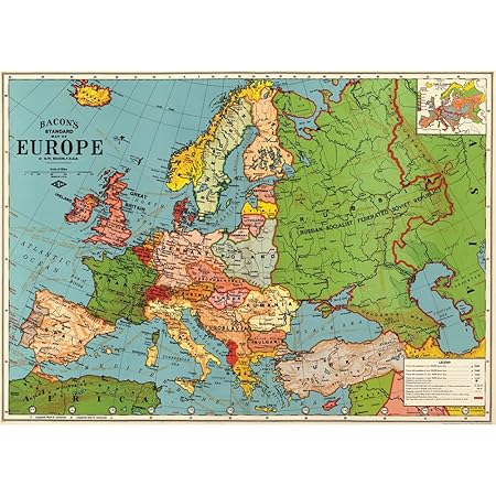 Amazon.com: Cavallini & Co. Decorative Paper Sheet, Europe Map, 20 x 28 ...