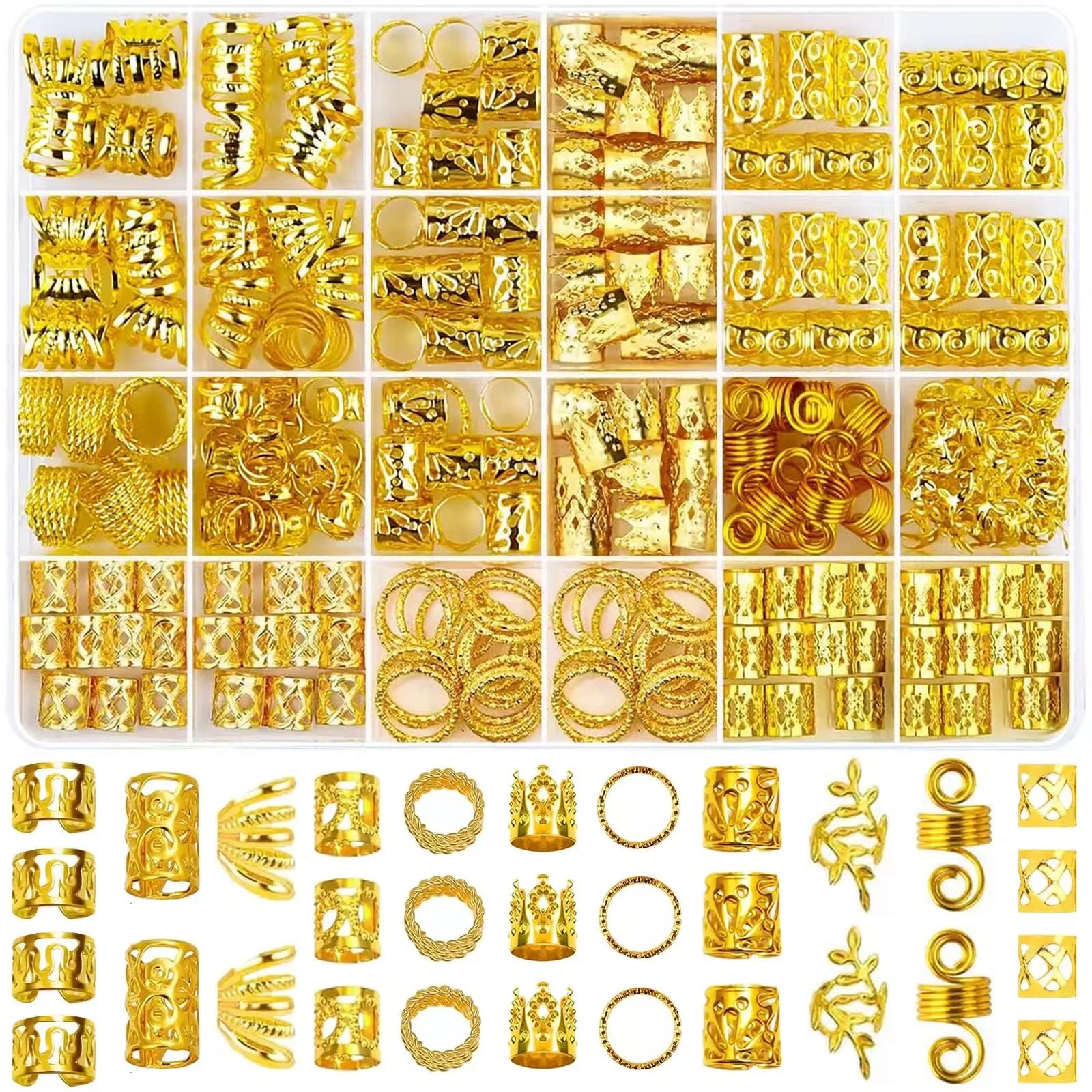 Amazon.com: Tuefuzy 280 Pcs Gold Hair Jewelry Braid, Hair Accessory ...