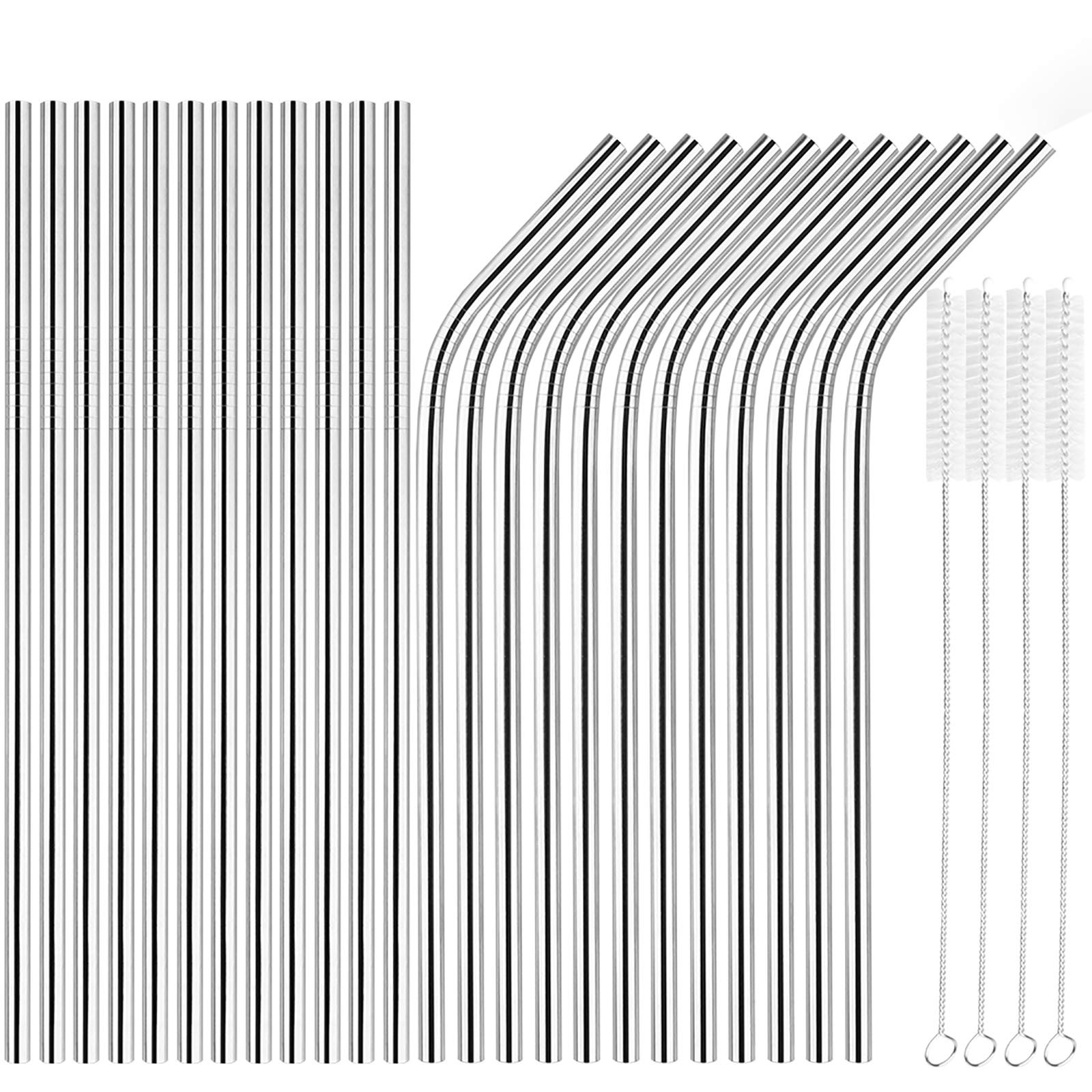 Amazon.com: [24 PCS] Extra Long 10.4 inch Value Pack Reusable Stainless ...