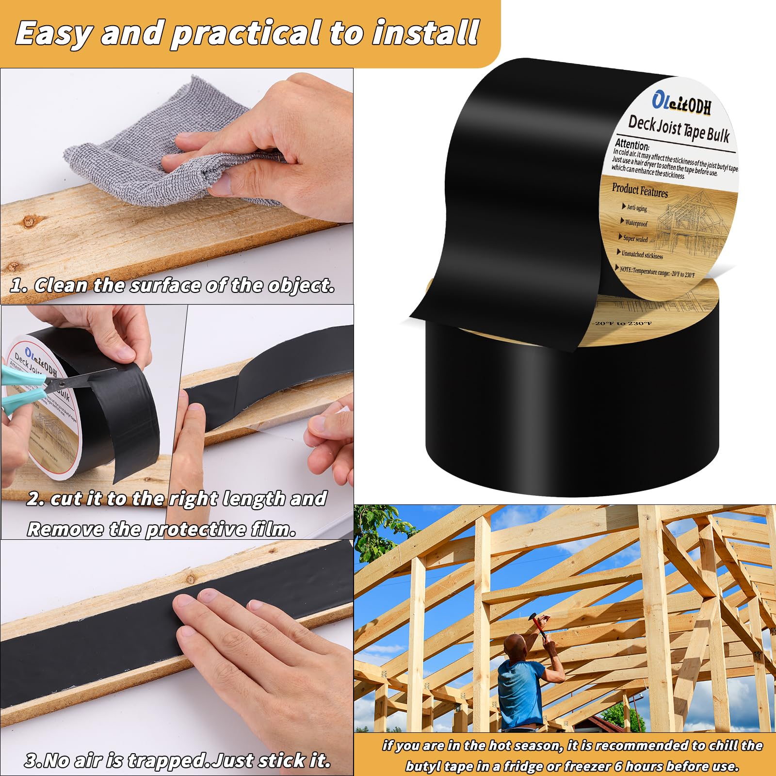 Snapklik.com : Butyl Joist Tape For Decking, 4 Inch X 50 Feet ...