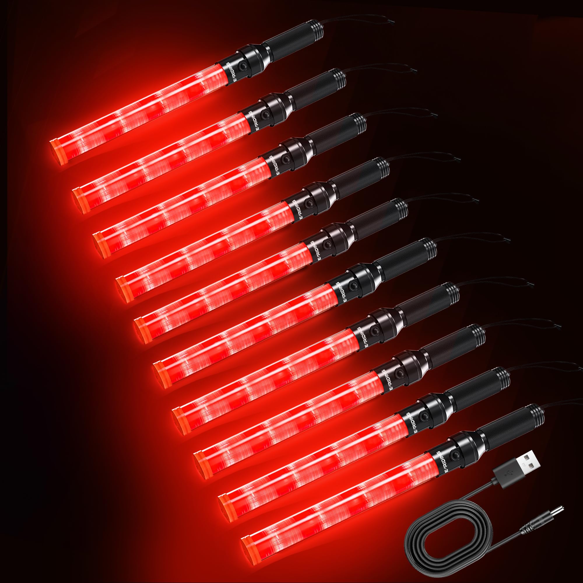 Amazon.com: E-riding 10 Pack 16 Inch Rechargeable Traffic Wand, Red ...