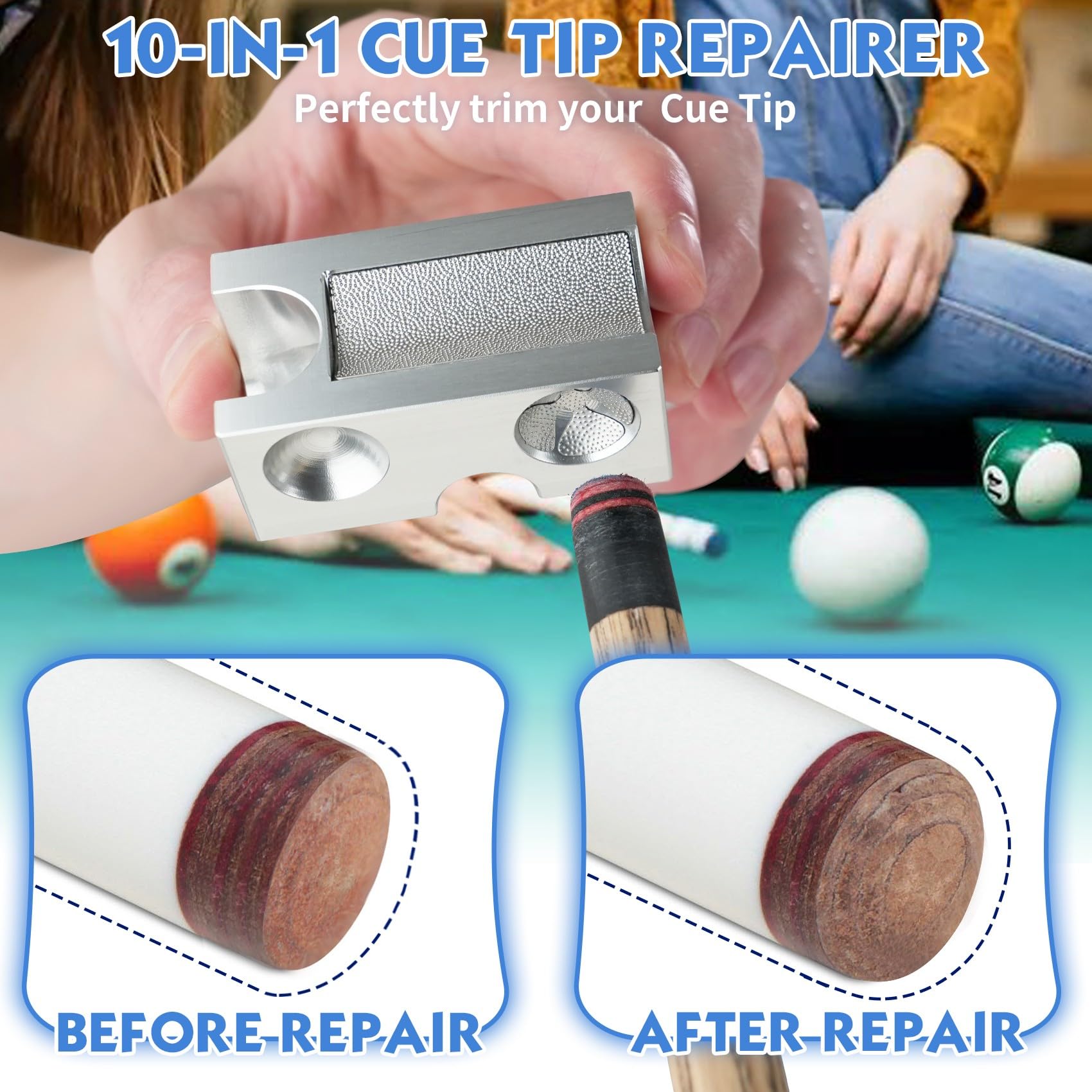 Snapklik.com : 8-in-1 Billiards Pool Cue Tip Shaper, Pool Cue Tips ...