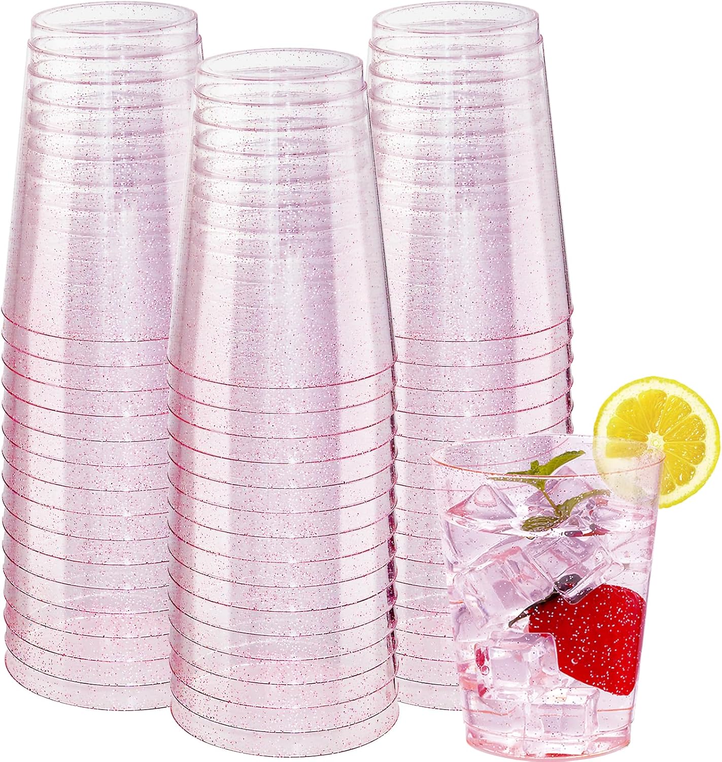 Amazon.com: DaYammi 100 Pack 10oz Pink Plastic Cups, Premium Disposable ...