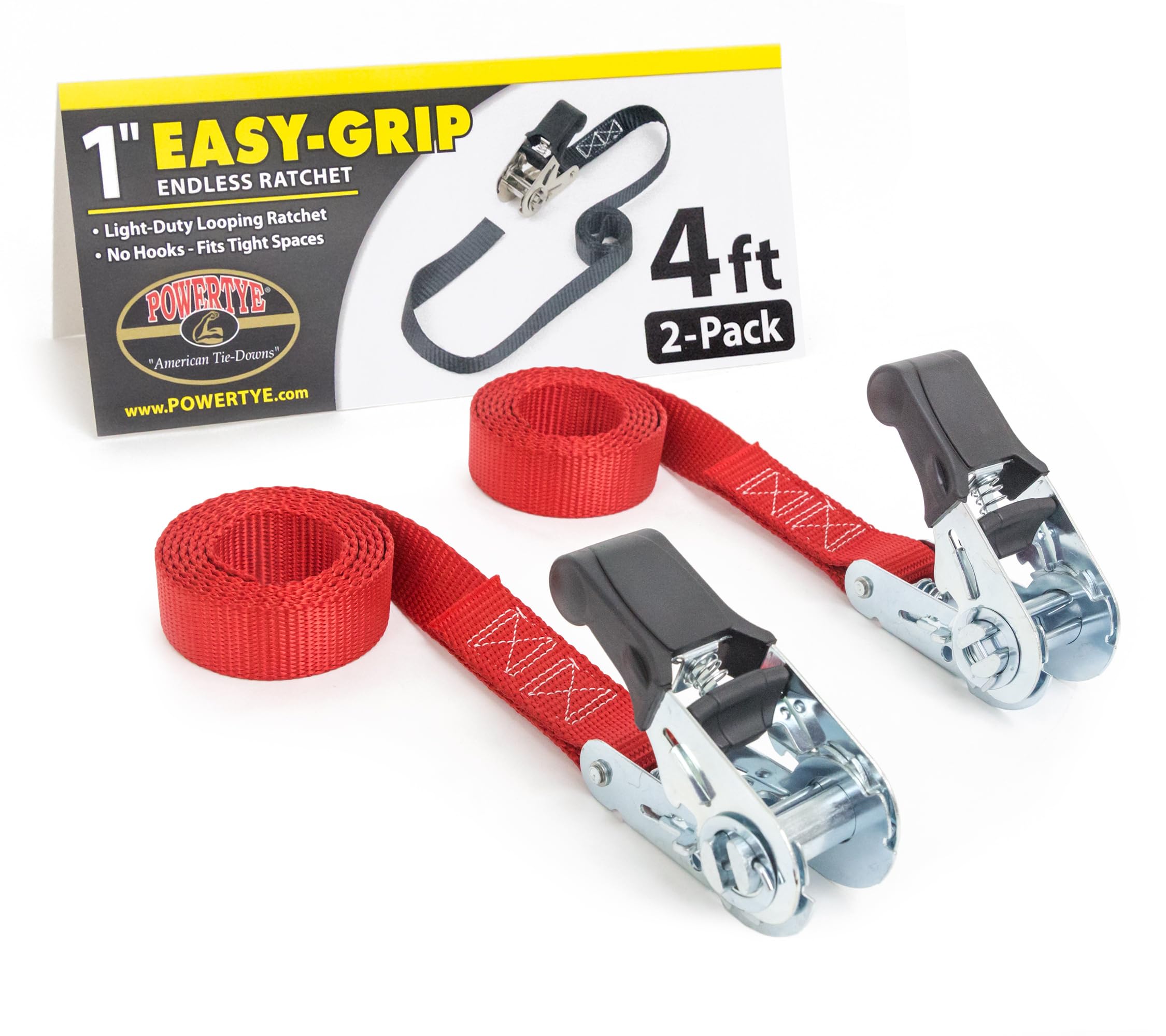 Snapklik.com : PowerTye - Endless Ratchet Strap - 1in X 4ft Easy Grip