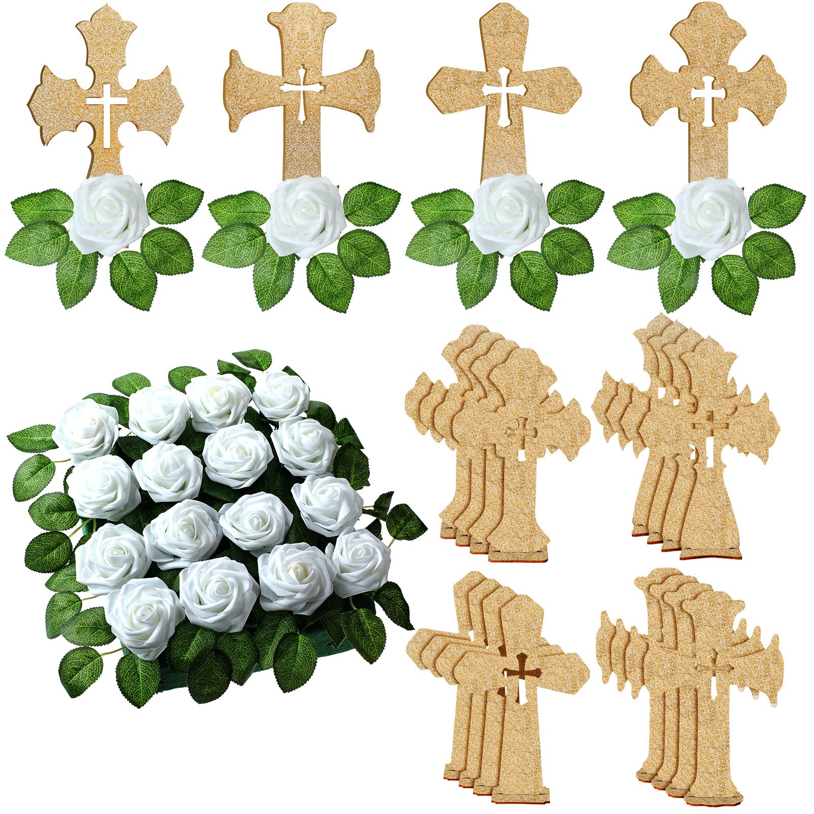 Amazon.com: Weysat 16 Sets Wooden Crosses for Crafts Baptism ...