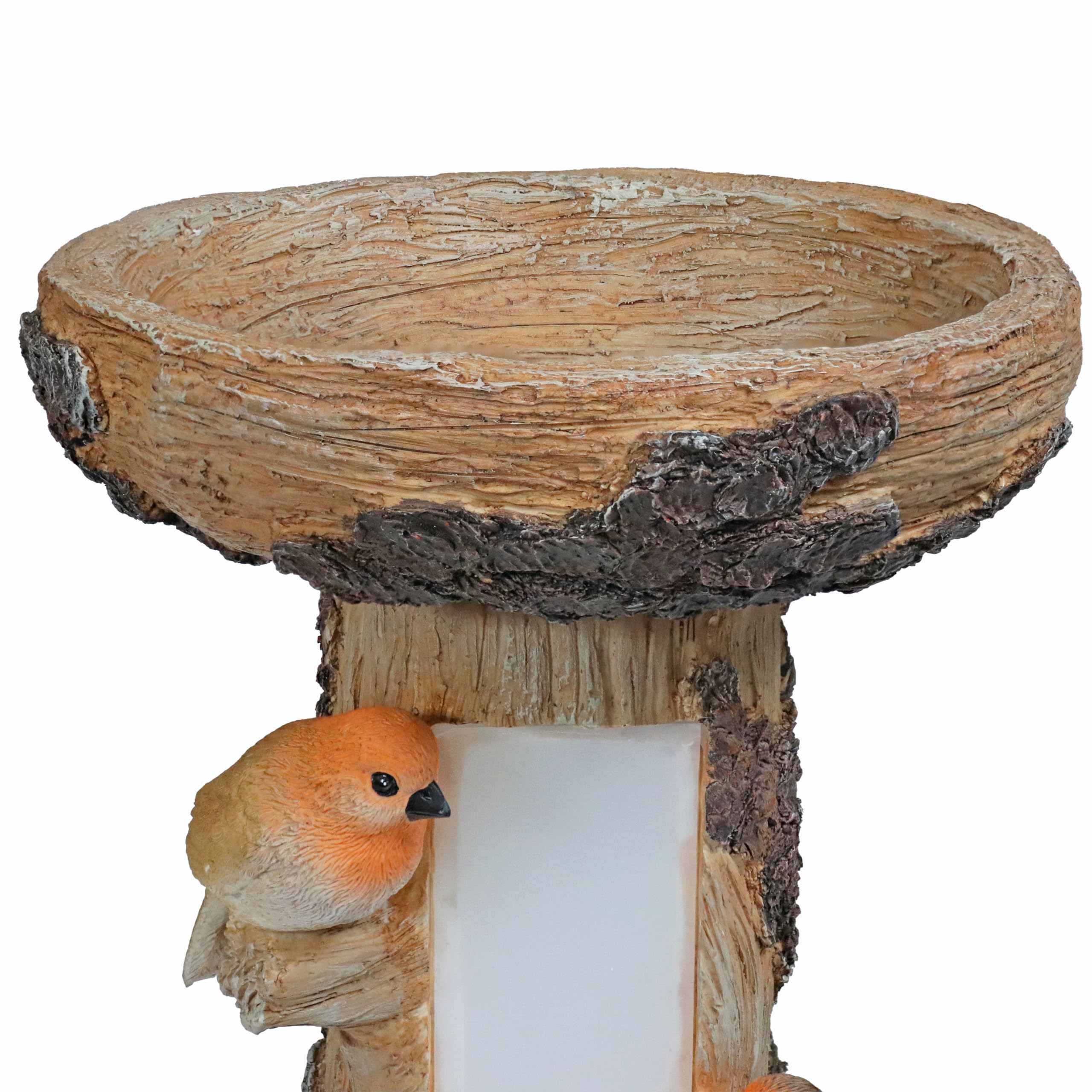 Sunnydaze Staked Country Tree Stump Bird Bath with Solar Lighted ...