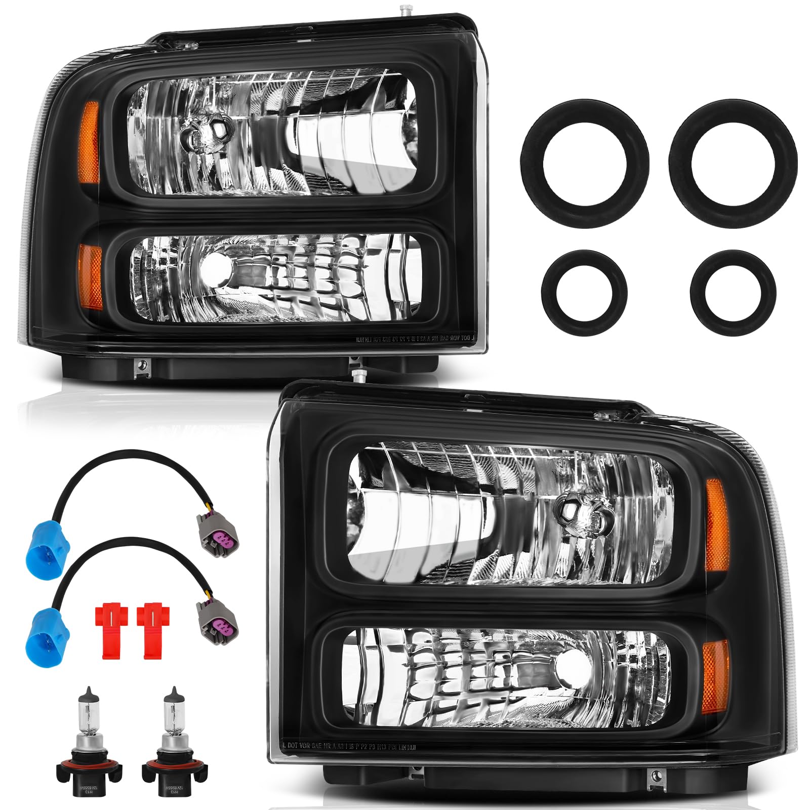 Amazon.com: Bincmay Headlight Assembly Fit For 2005-2007 Ford F250 F350 ...