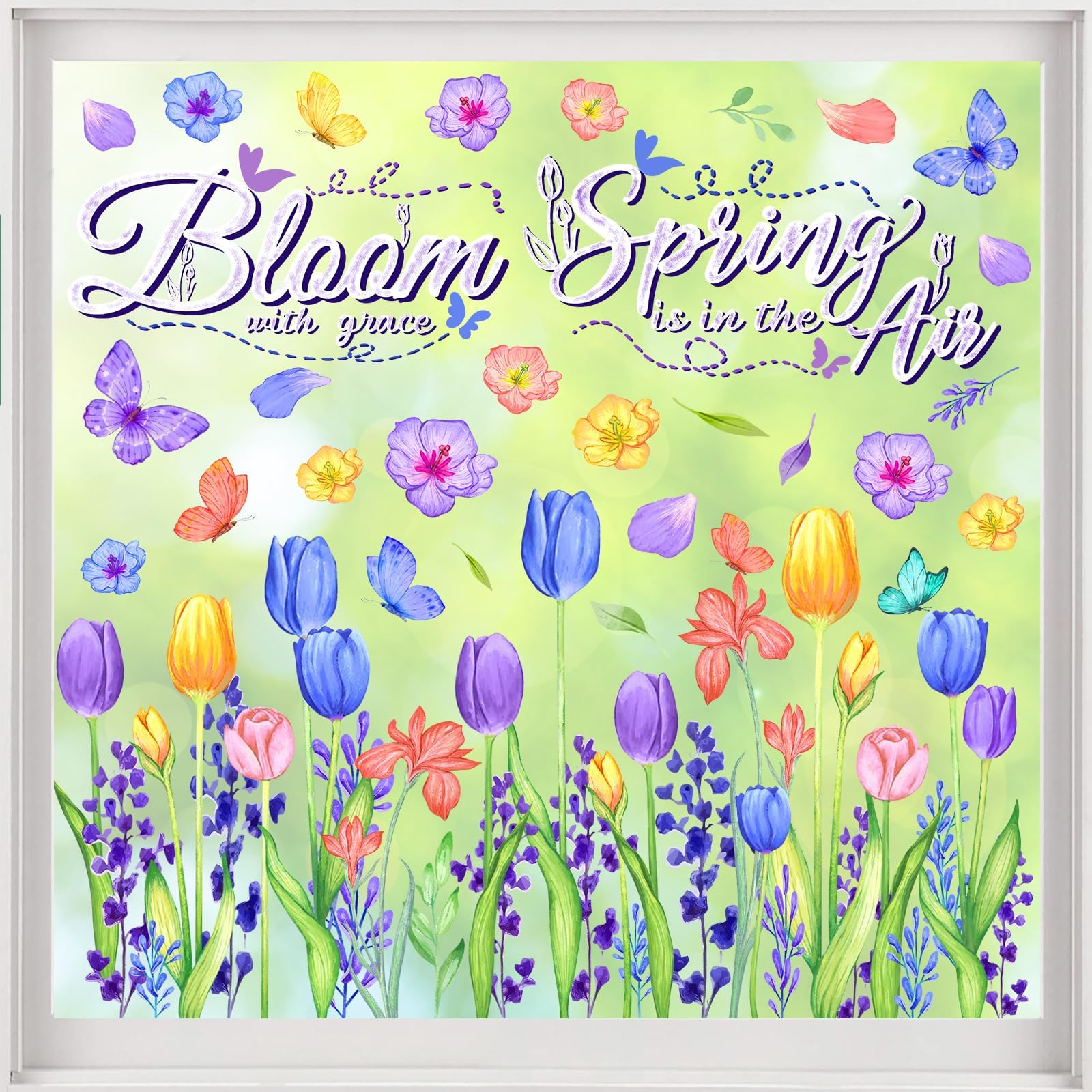Amazon.com: Konsait 9 Sheets Spring Window Clings Spring Window ...