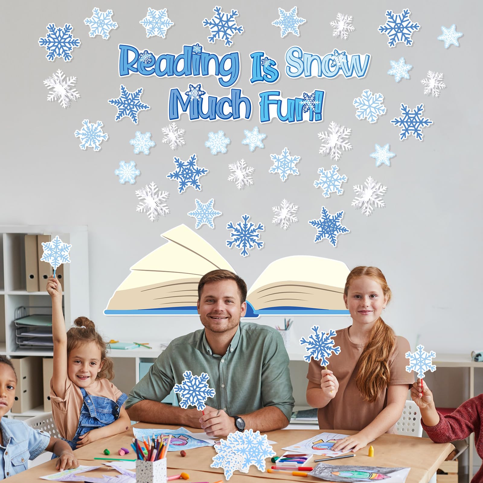 Snapklik.com : 78 Pcs 3D Snowflake Bulletin Board Cutouts Set Winter ...