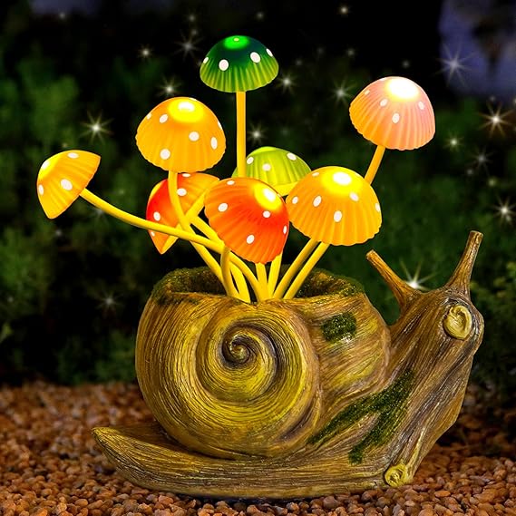 Amazon.com: Solar Garden Statues, Snail Outdoor Statue Garden Decor ...