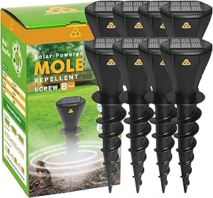 Amazon.com: Solar Powered Mole Repellent Stakes Outdoor Ultrasonic ...