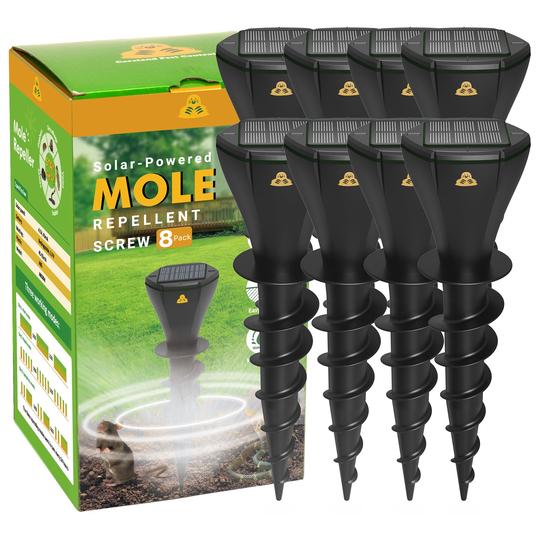 Amazon.com: Solar Powered Mole Repellent Stakes Outdoor Ultrasonic ...