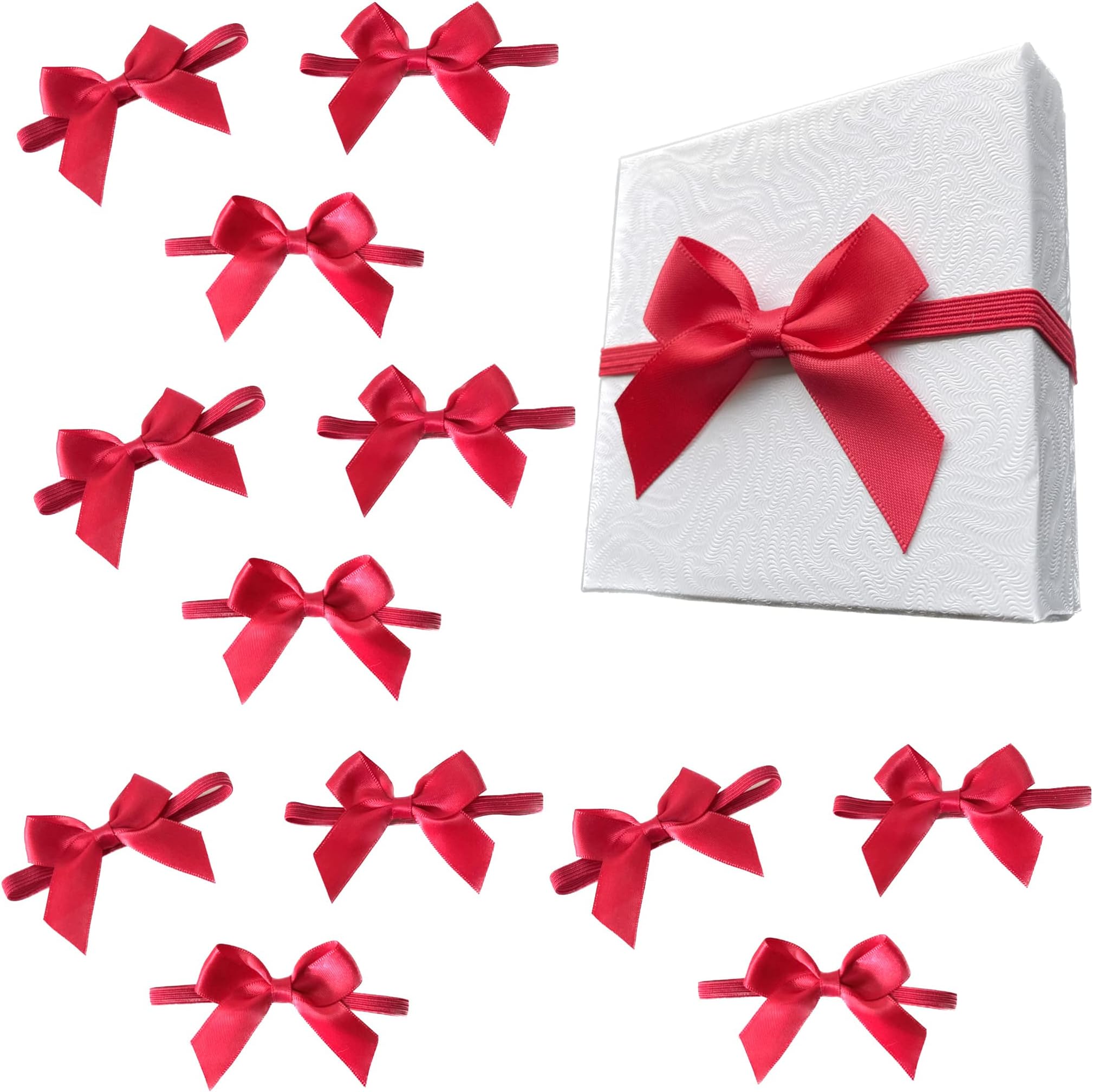 Amazon.com: Elastic Ribbon Red Stretch Loops with Bows Elastic Gift Bow ...