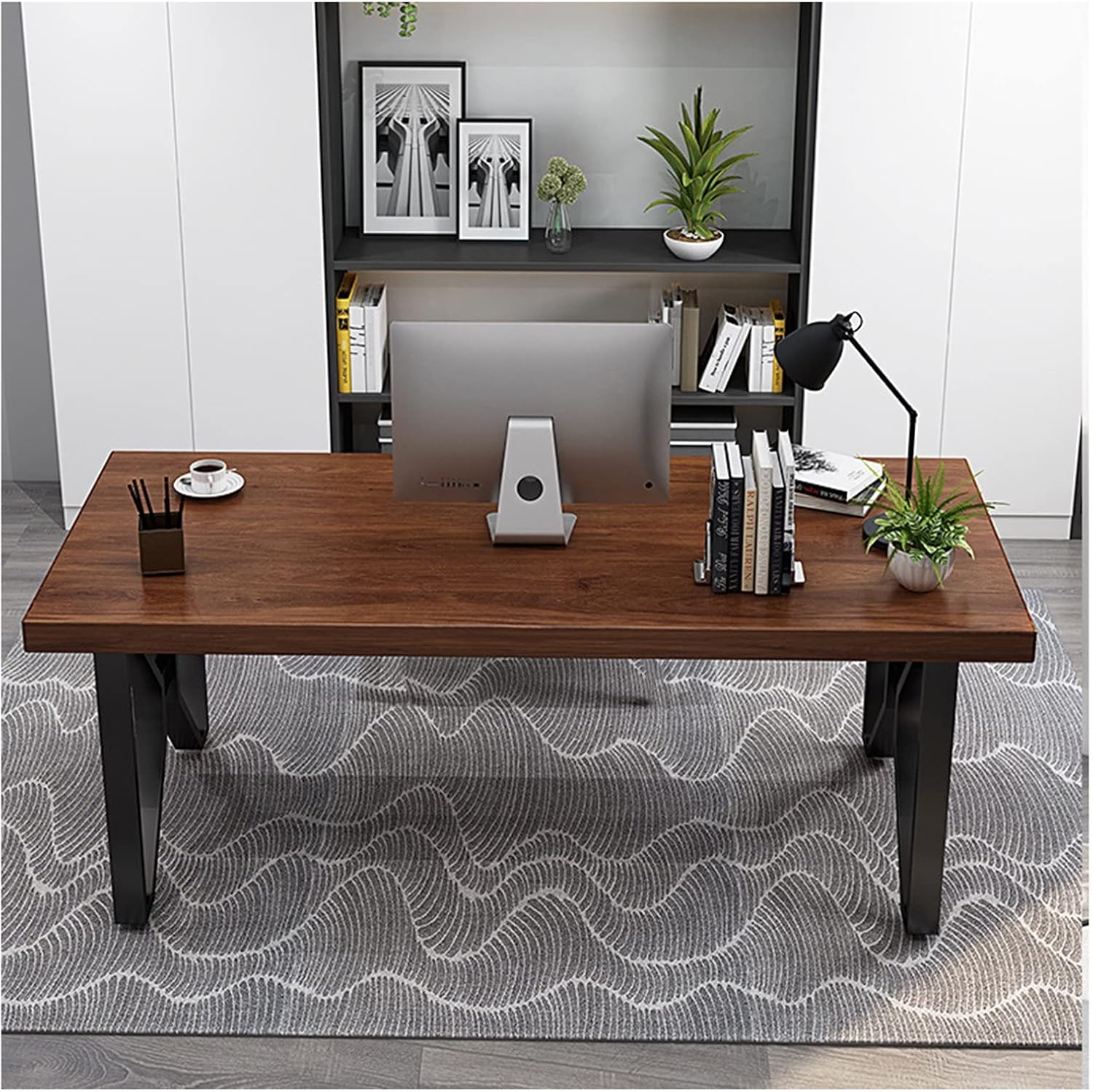 Amazon.com: Computer Desk Modern Solid Wood Office Desk Computer Desk ...