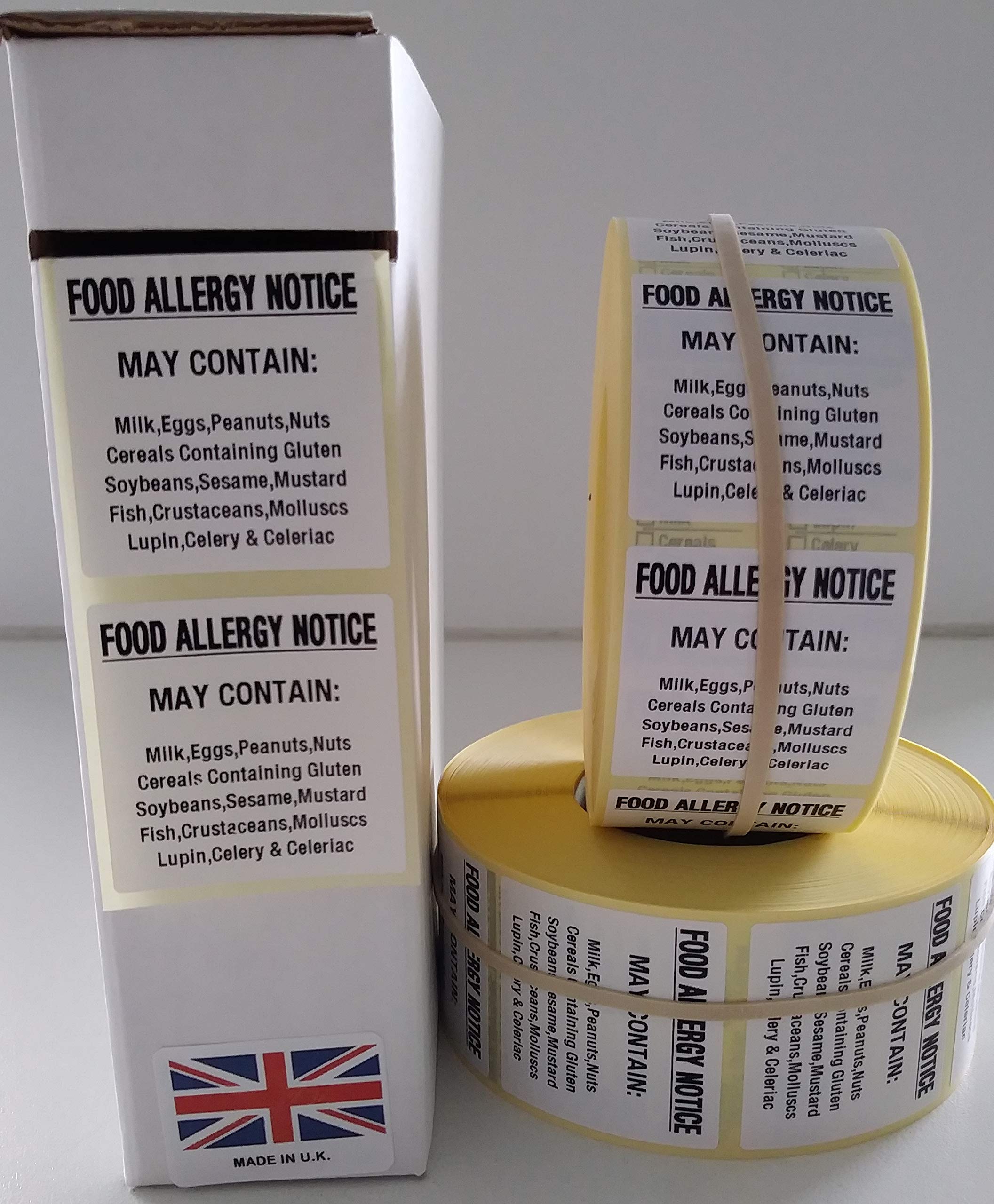 Buy Food Allergy Labels, Food Notice Labels 36mm x 36mm 1000 On Food ...