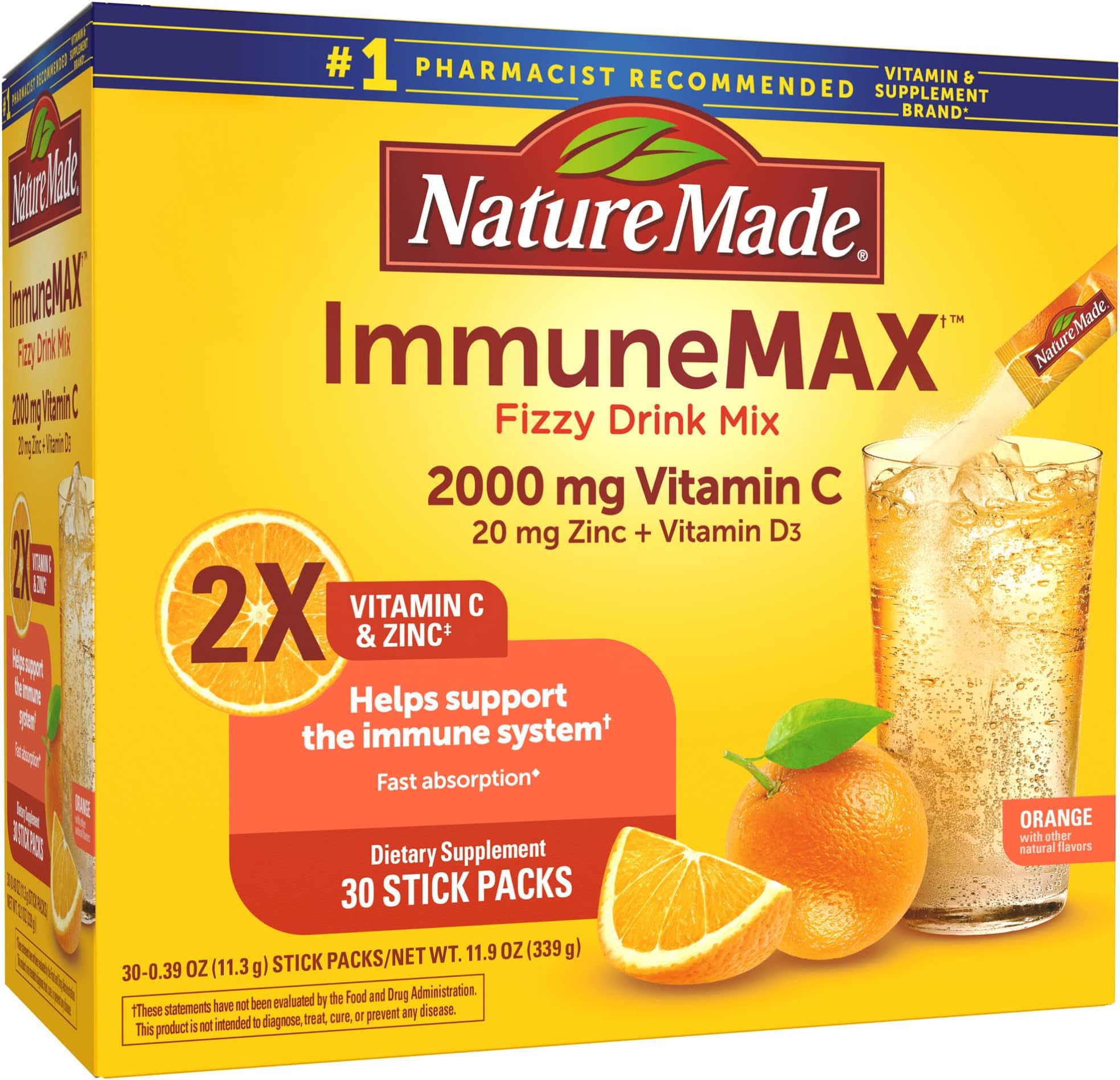 Amazon.com: Nature Made ImmuneMAX Fizzy Drink Mix, with Vitamin C ...