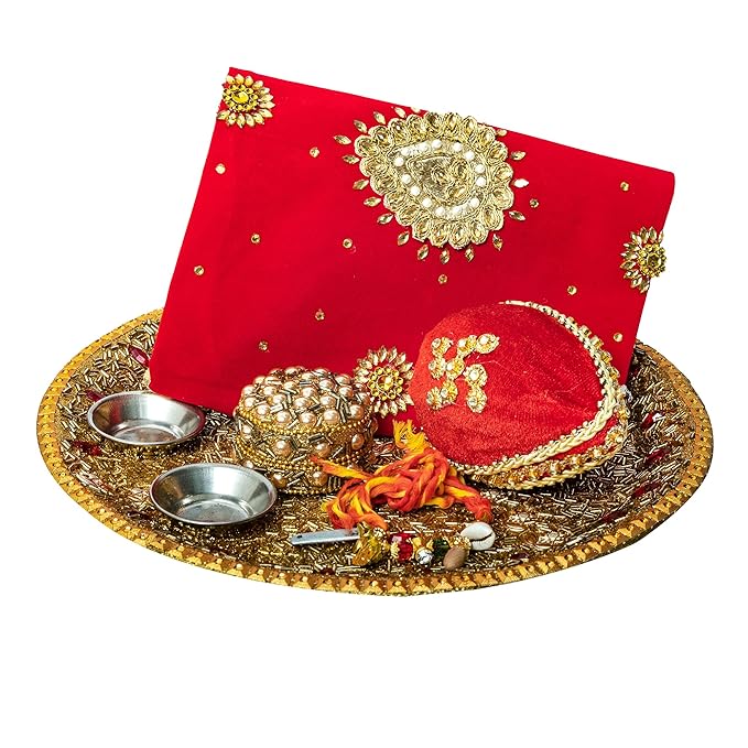 Buy Minimal Shagun Thaal set with thali, nariyal, sindoor daan, kangana ...
