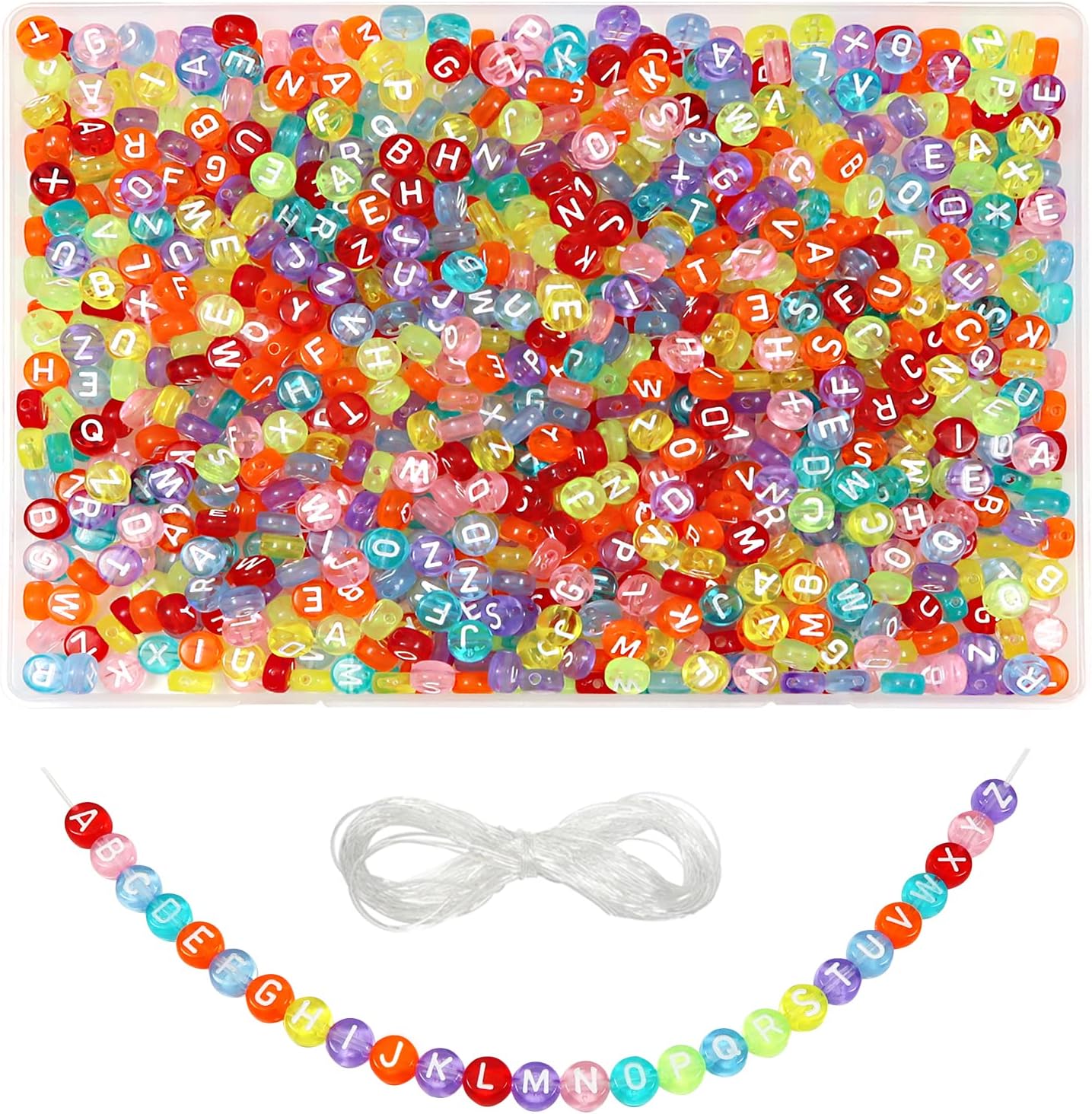 Amazon.com: TOAOB 1000pcs Colorful Round Letter Beads 4x7mm Acrylic ...