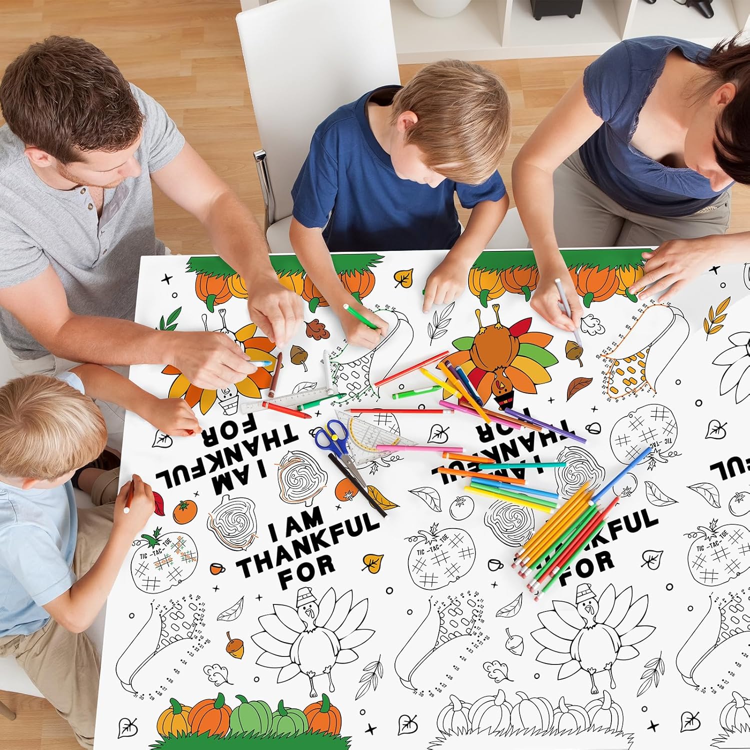Amazon.com: AKEROCK Thanksgiving Coloring Tablecloth/Poster Decorations ...