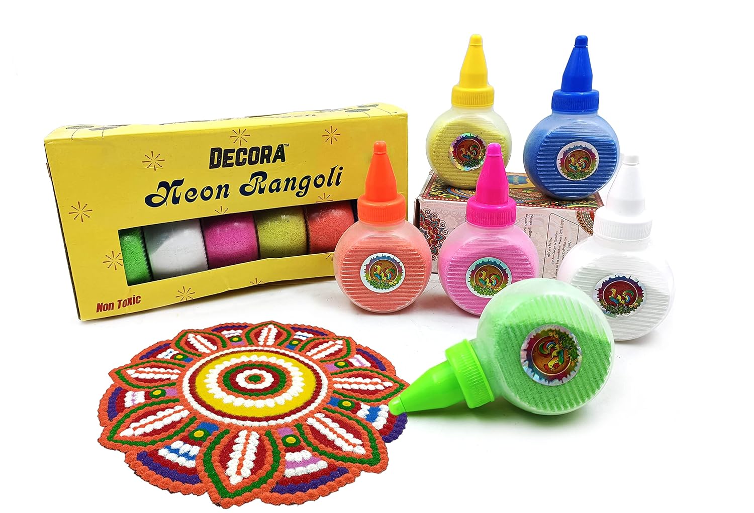 Buy CraftVatika Rangoli Neon Colour Powder Tube Kit, Diwali Decoration ...