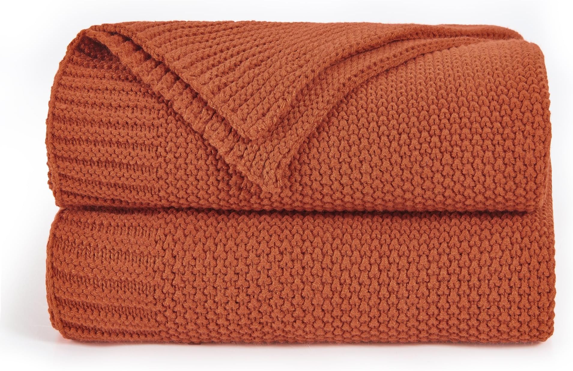 Amazon.com: Chunky Cable Knit Throw Blanket Lightweight Burnt Orange ...