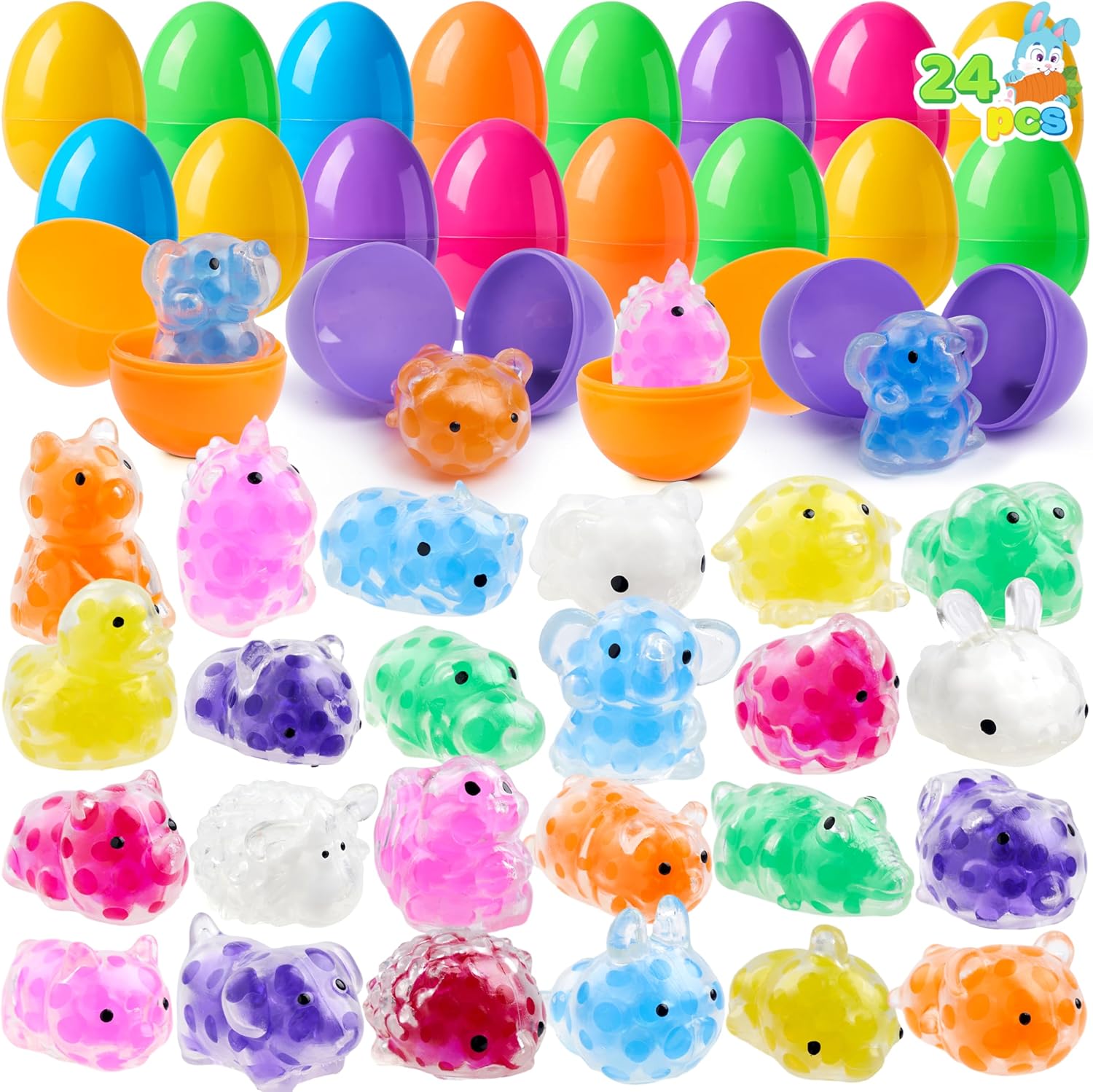 Amazon.com: JOYIN 24 Pcs Easter Prefilled Eggs with Mochi Squishy Toy, Squeeze Toy Fillers for ...