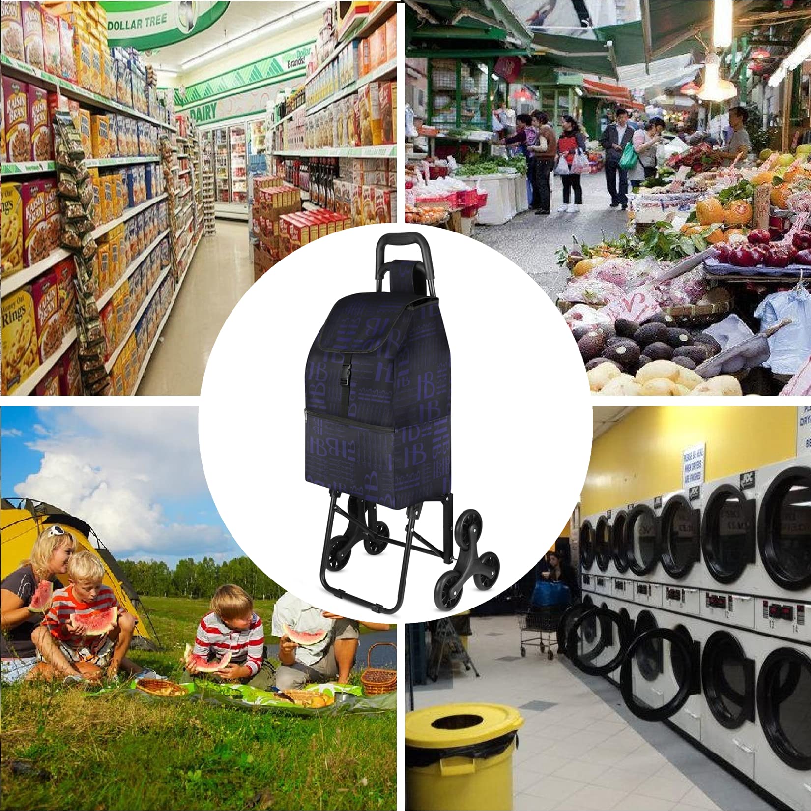 MFAVOUR Shopping Trolley, Folding Shopping Trolley on Wheels with ...