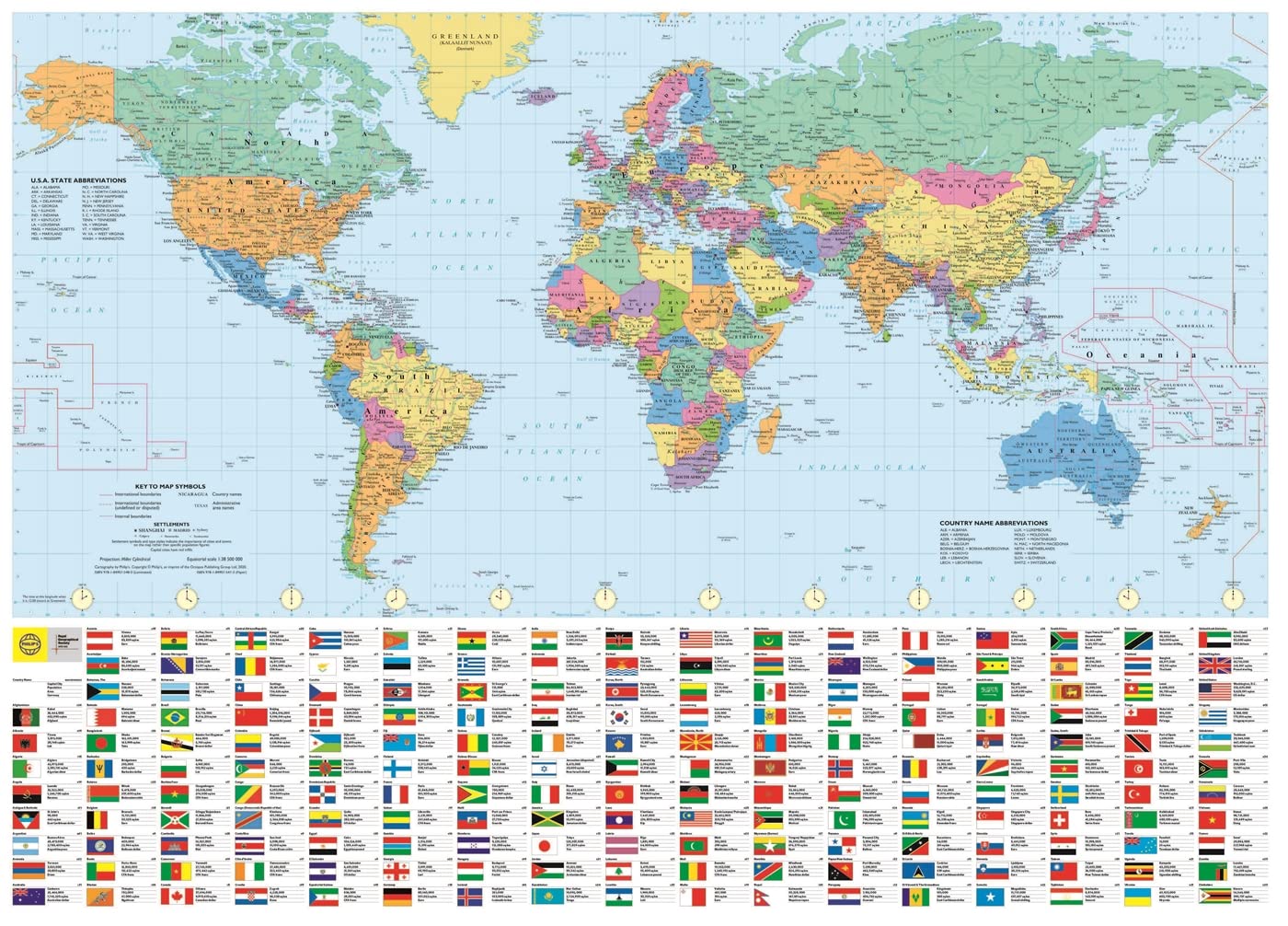 Philip's RGS World Wall Map (with Flags): Laminated (Philip's Sheet ...