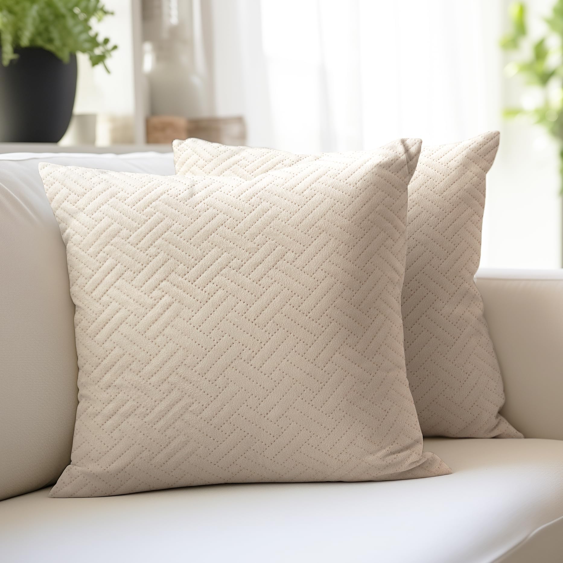 Buy Encasa XO Cushion Covers 40x40 cm Set of 2 | Solid Color Quilted ...