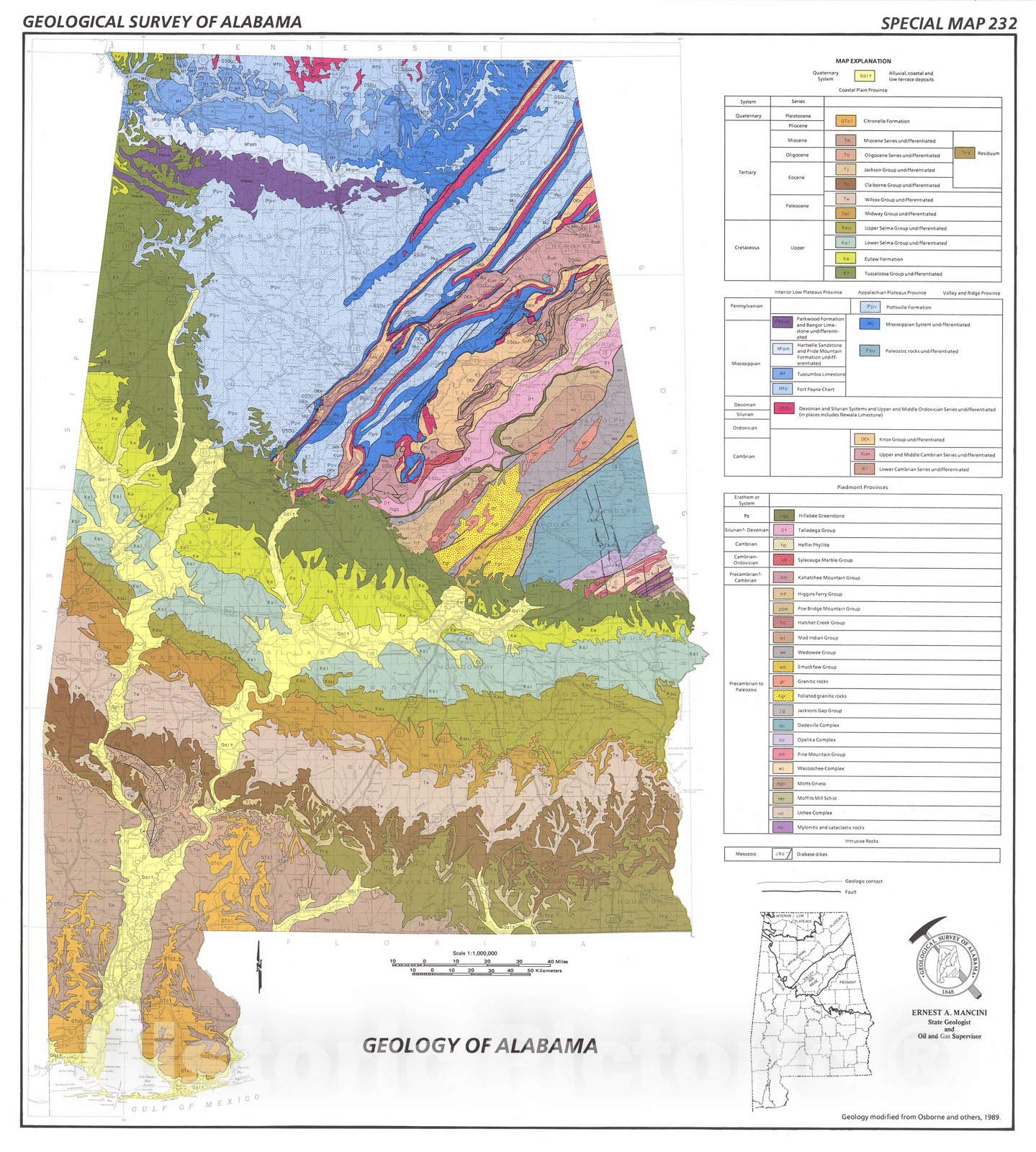 Geological Map Of Alabama Counties Fairhope, Alabama, Map 1944,