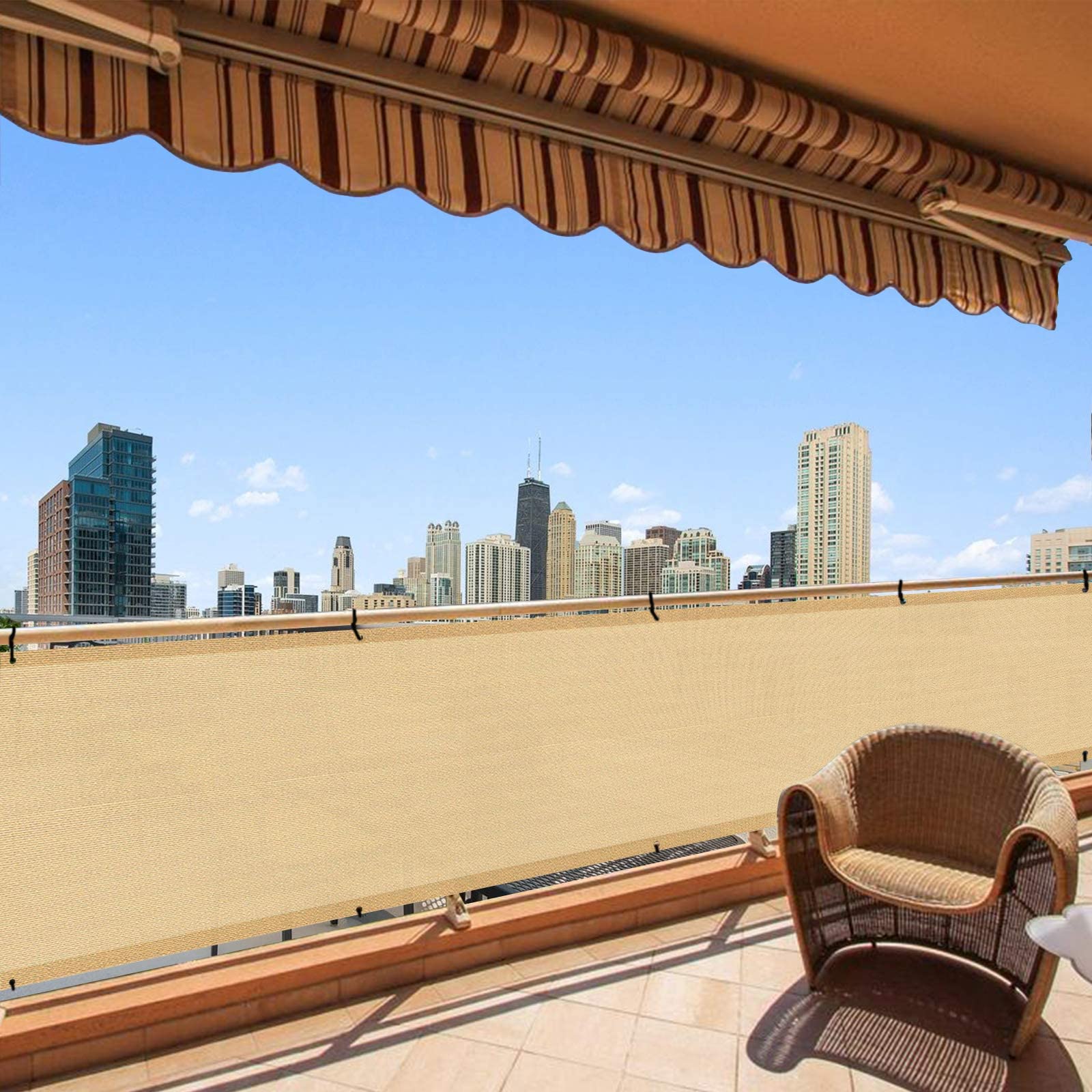 Buy SUNLAX 3'x10' Sand Balcony Privacy Screen Fence Windscreen Cover ...