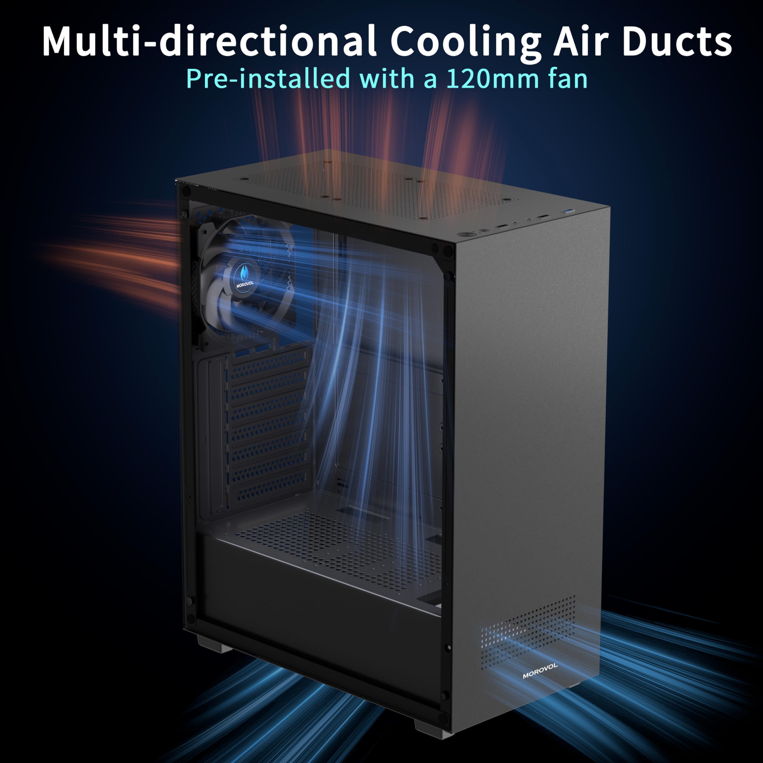 Snapklik.com : MOROVOL ATX PC Case, Tempered Glass Gaming PC Case ...
