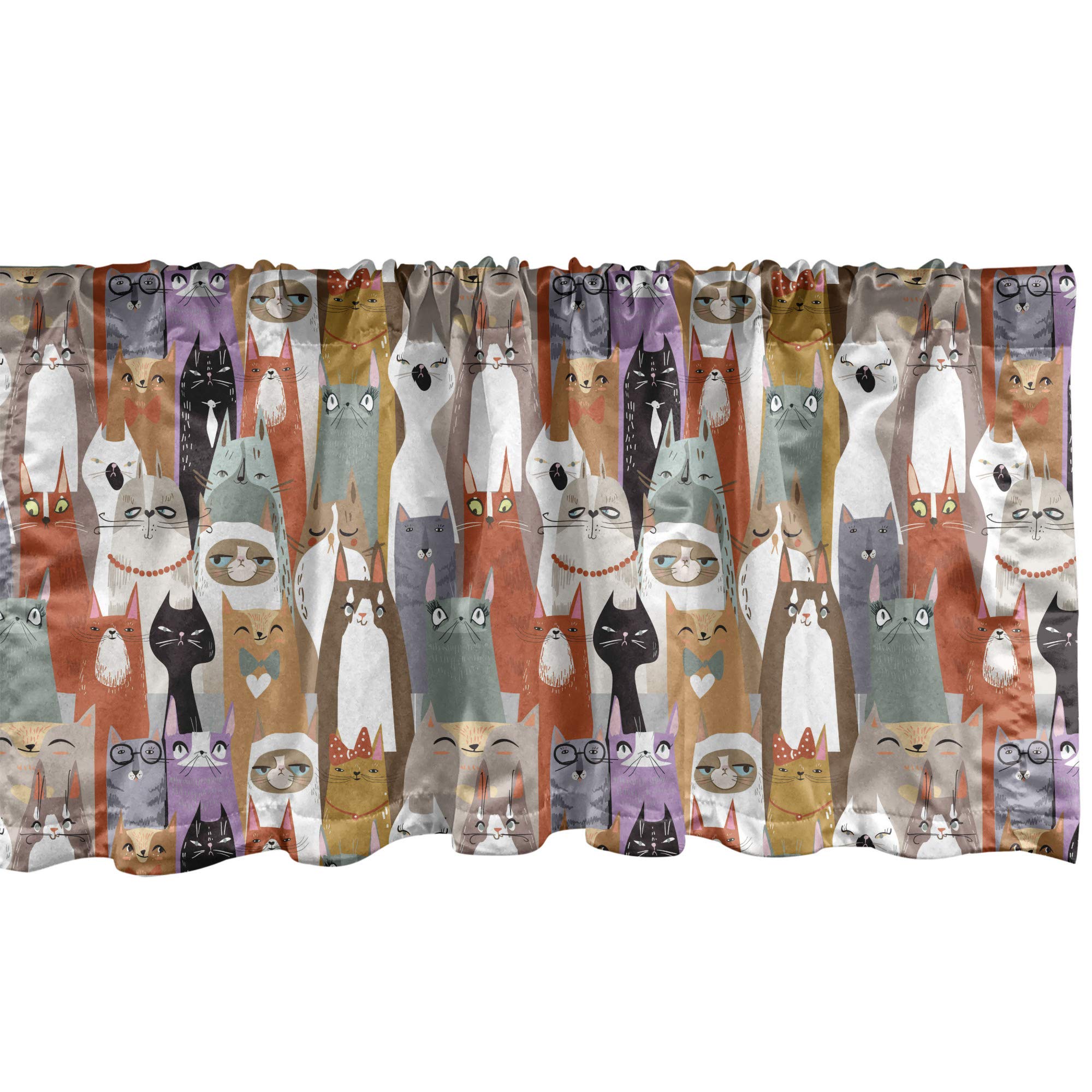 Amazon.com: Lunarable Cat Window Valance, Kitty Characters Pattern with ...