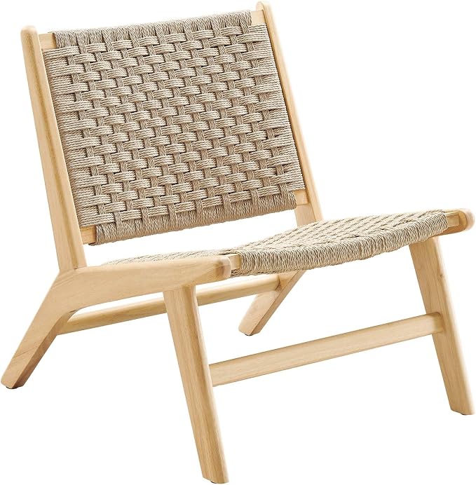 Amazon.com: Modway Saoirse Wood Accent Lounge Chair-Woven Rope Seating ...