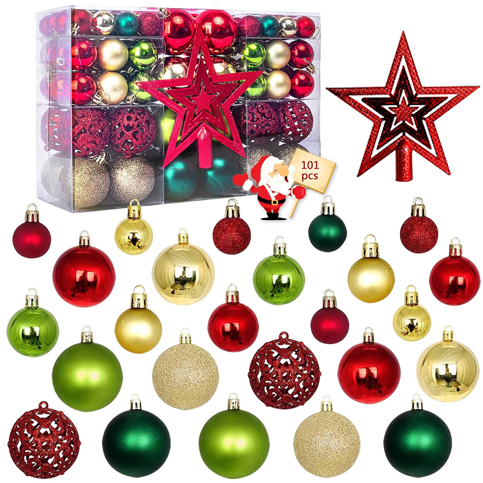 Amazon.com: 101 PCS Christmas Tree Ornaments Set, Christmas Tree ...