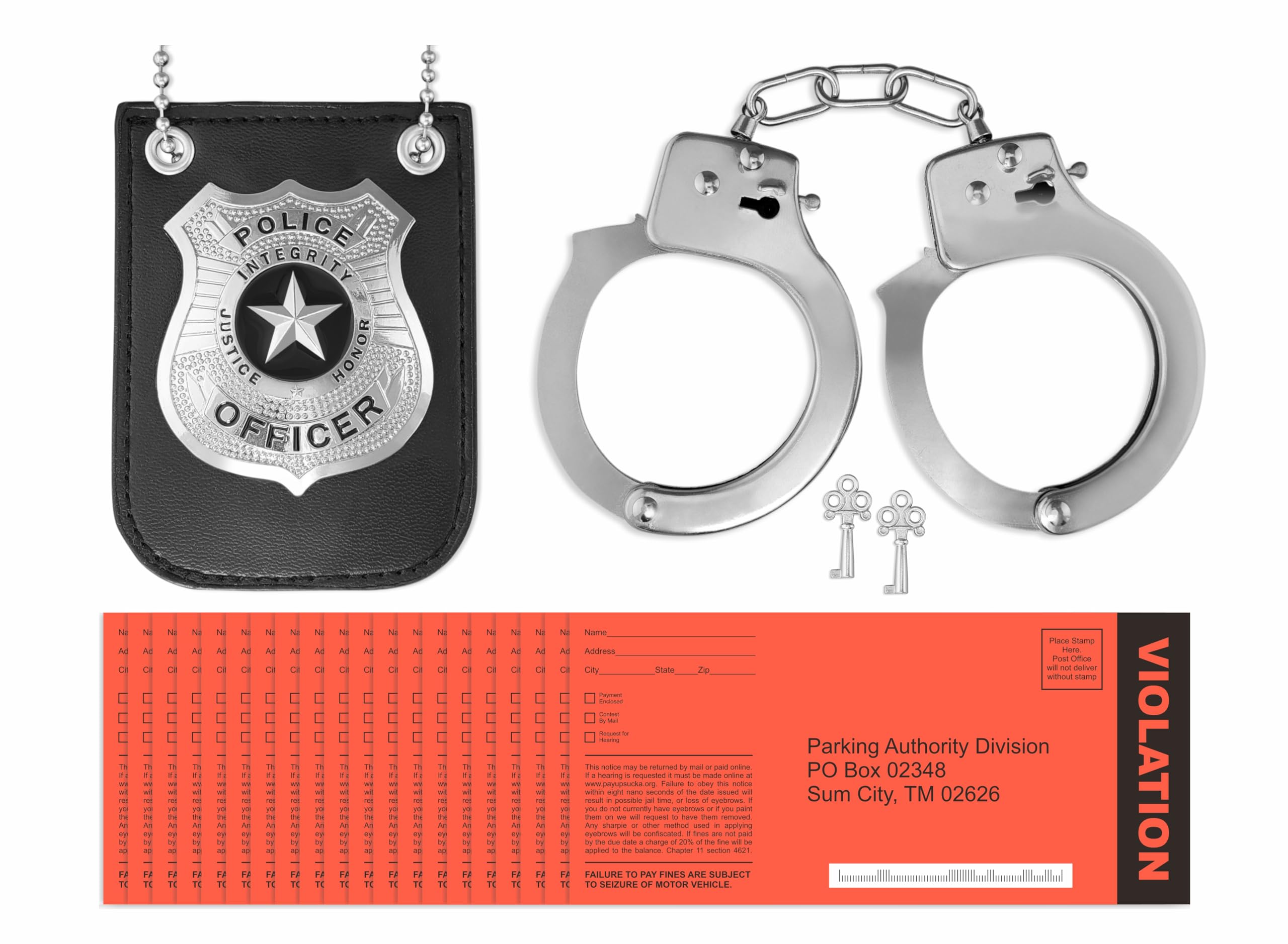 Amazon.com: Police Officer Costume Accessory Set, Toy Handcuffs with ...